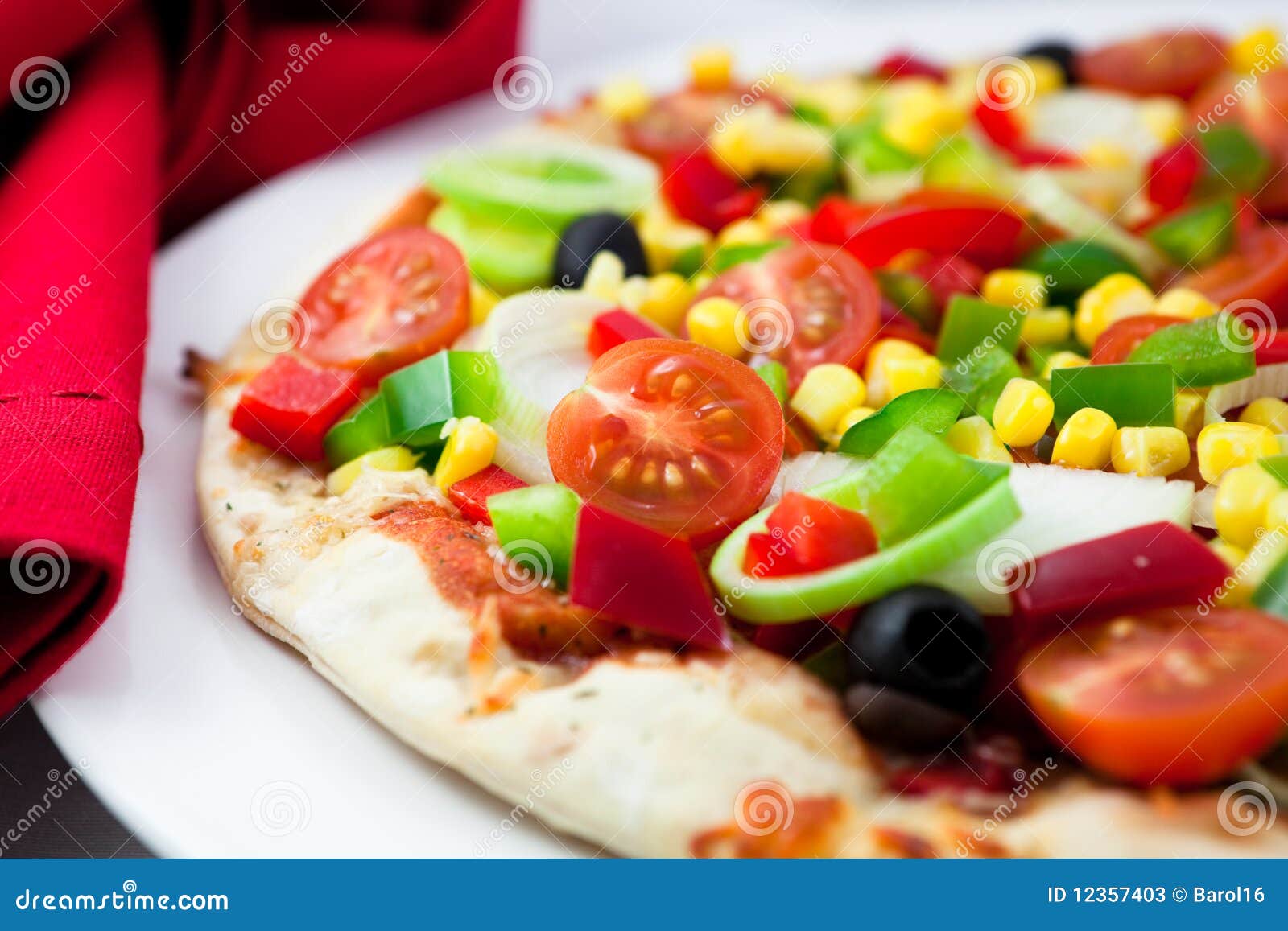Pizza with vegetables stock image. Image of vitamins - 12357403