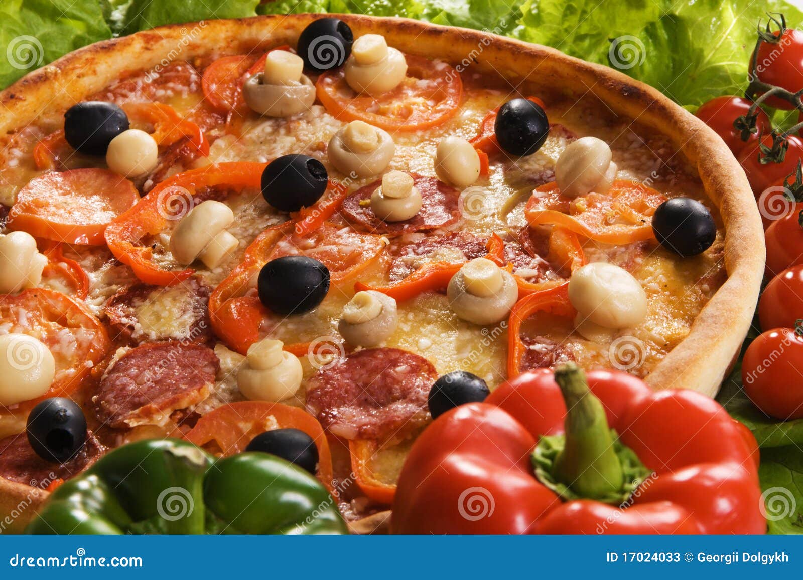 Pizza with vegetables stock image. Image of bacon, paprika - 17024033