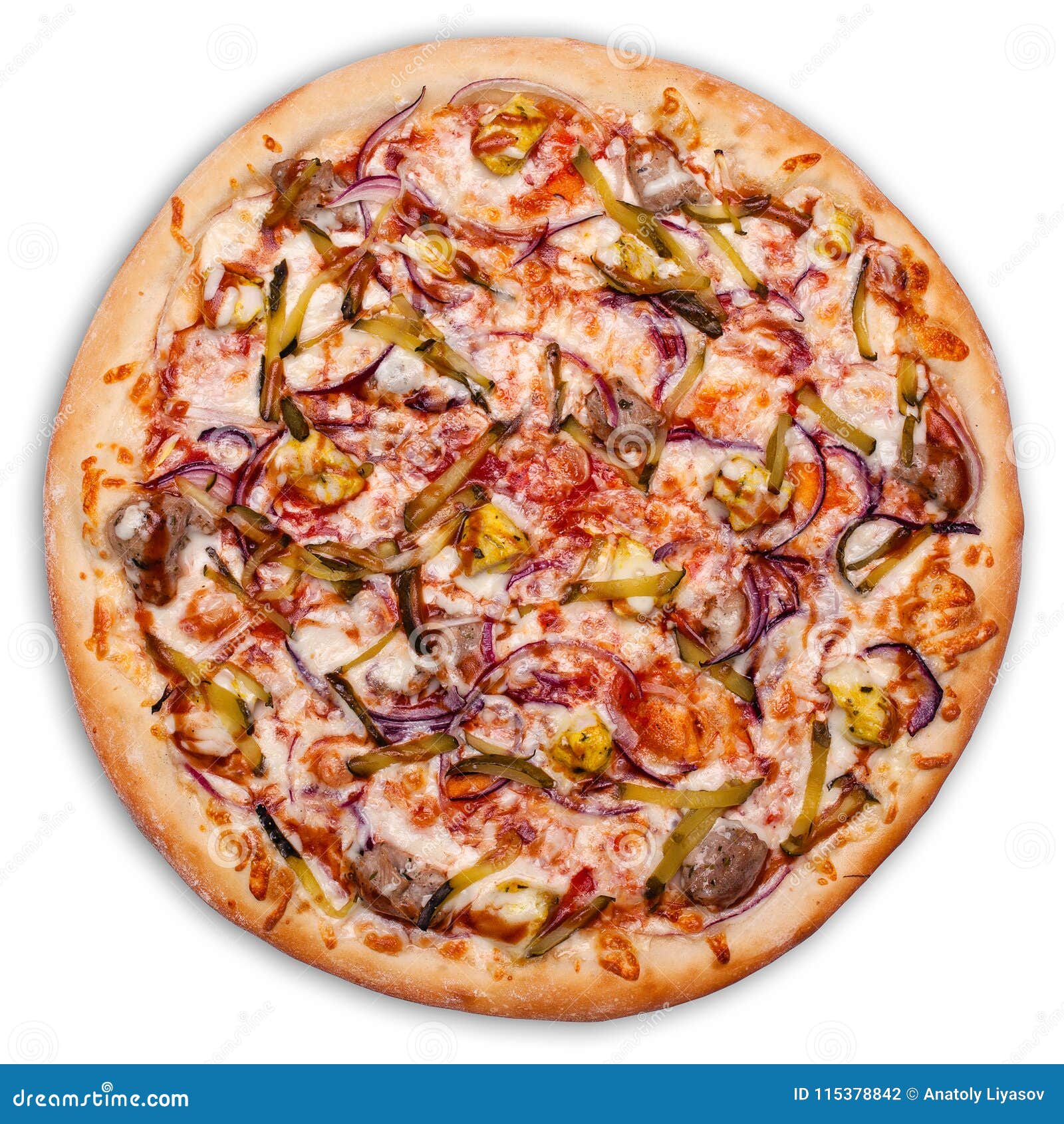 Pizza. View from above stock photo. Image of deluxe - 115378842