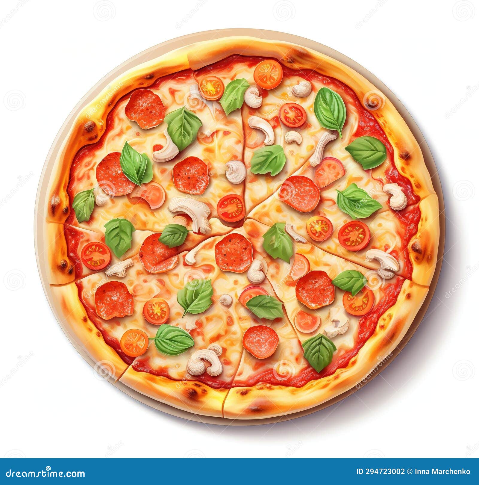Pizza on White Background. Pizza Top View Stock Illustration ...