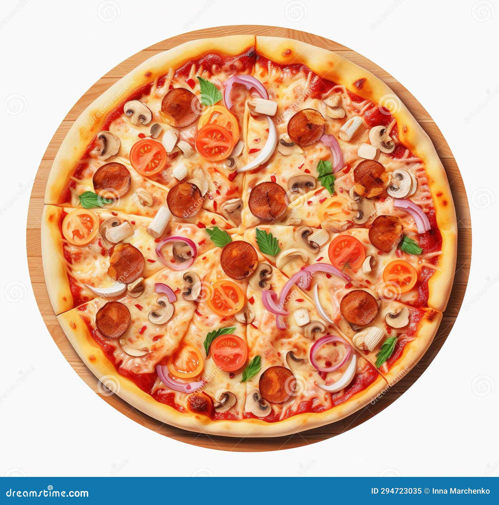 Pizza on White Background. Pizza Top View Stock Illustration ...