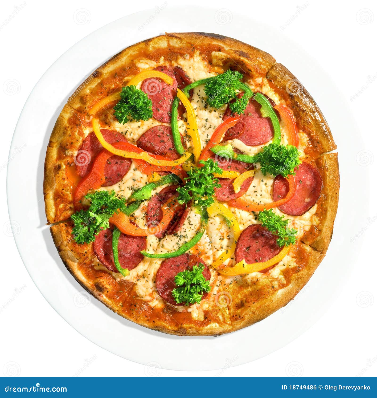 Pizza on white dish stock photo. Image of pizzeria, ingredients - 18749486