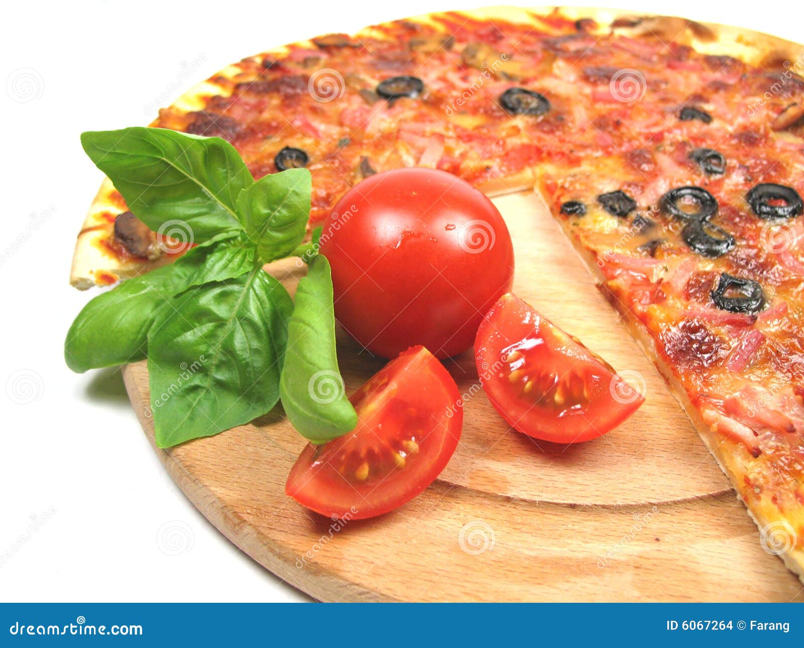 Pizza on wooden plate stock photo. Image of pizza, onion - 6067264