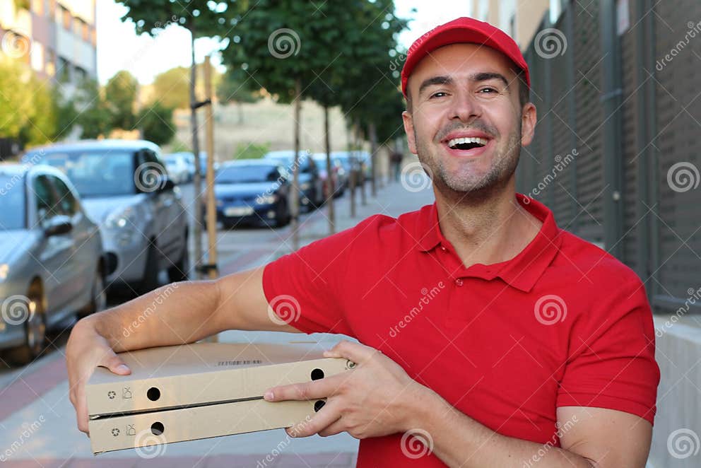 Pizza Worker Looking at Camera Stock Photo - Image of food, meal: 162969780