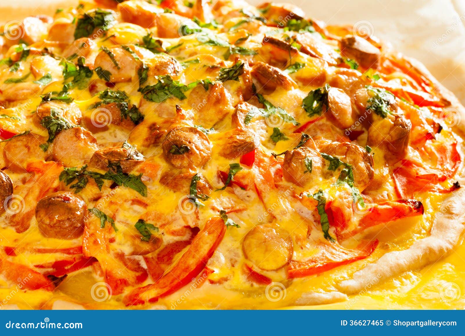 Pizza with Wurstel stock image. Image of culinary, fresh - 36627465