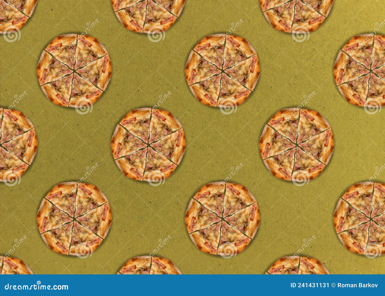 Pizza on a Yellow Background. Seamless Pattern with Cut Pizza with ...