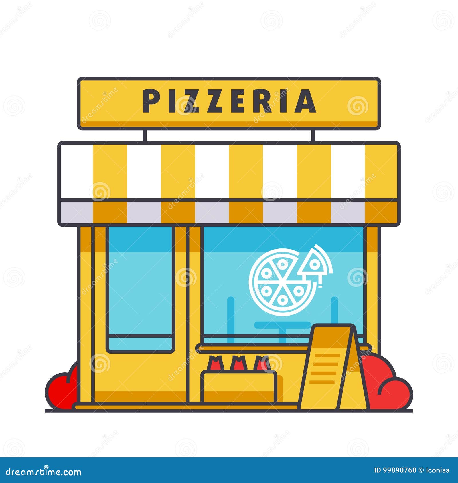 Pizzeria Building Flat Line Illustration, Concept Vector Isolated Icon ... Pizzeria Building Flat Line Illustration, Concept Vector Isolated Icon ...