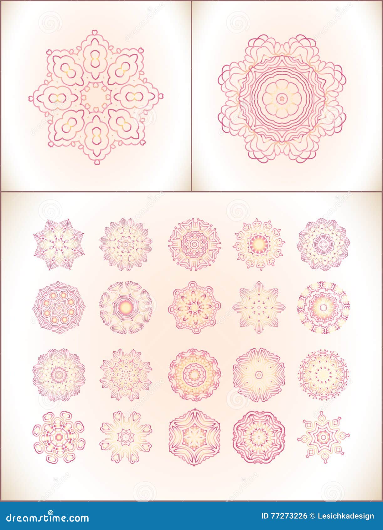 Pizzi Rosa Della Mandala Messi Illustrazione Vettoriale - Illustrazione ...