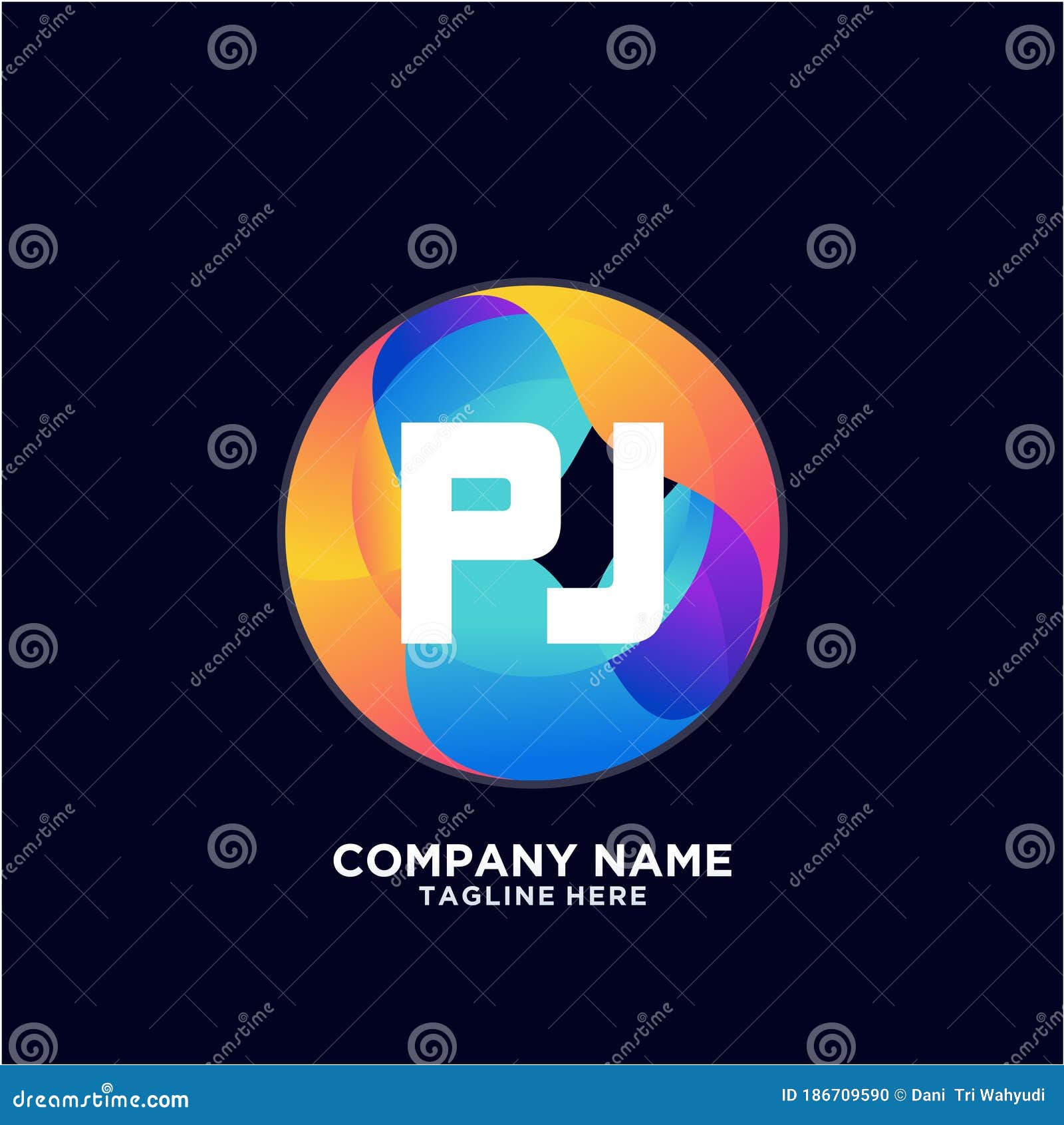 PJ Initial Logo with Colorful Circle Template Vector Stock Vector ...