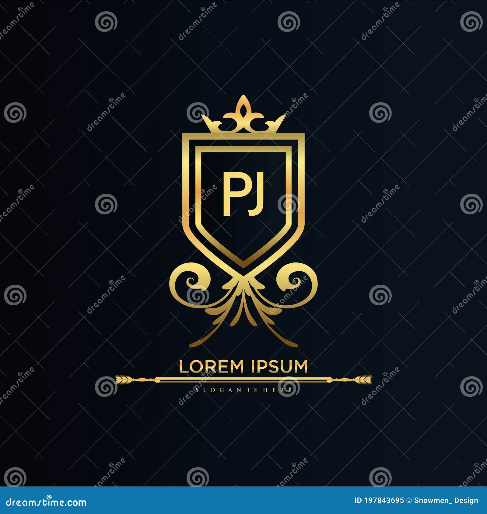 PJ Letter Initial with Royal Template.elegant with Crown Logo Vector ...