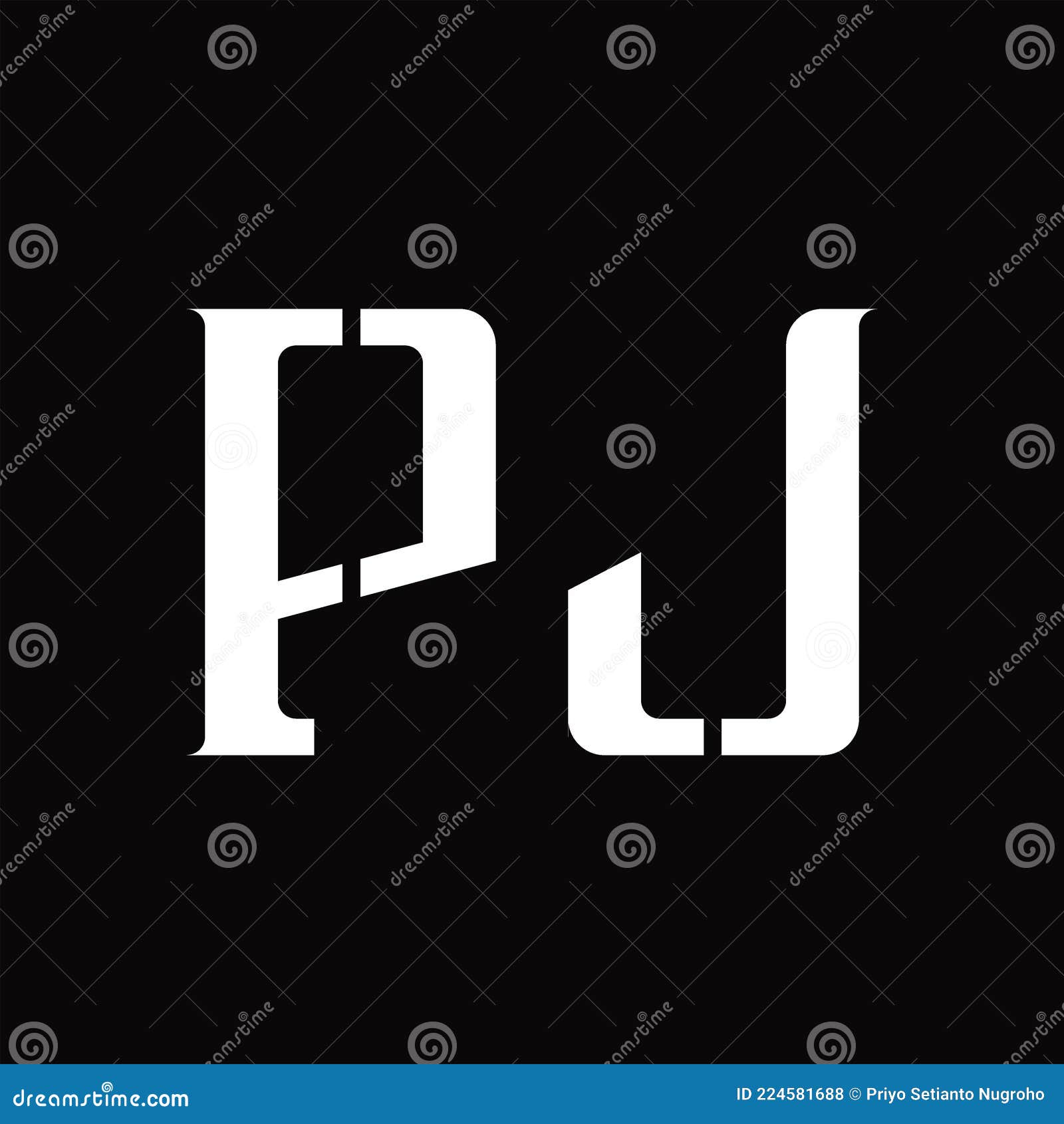 PJ Logo Monogram with Middle Slice Design Template Stock Vector ...