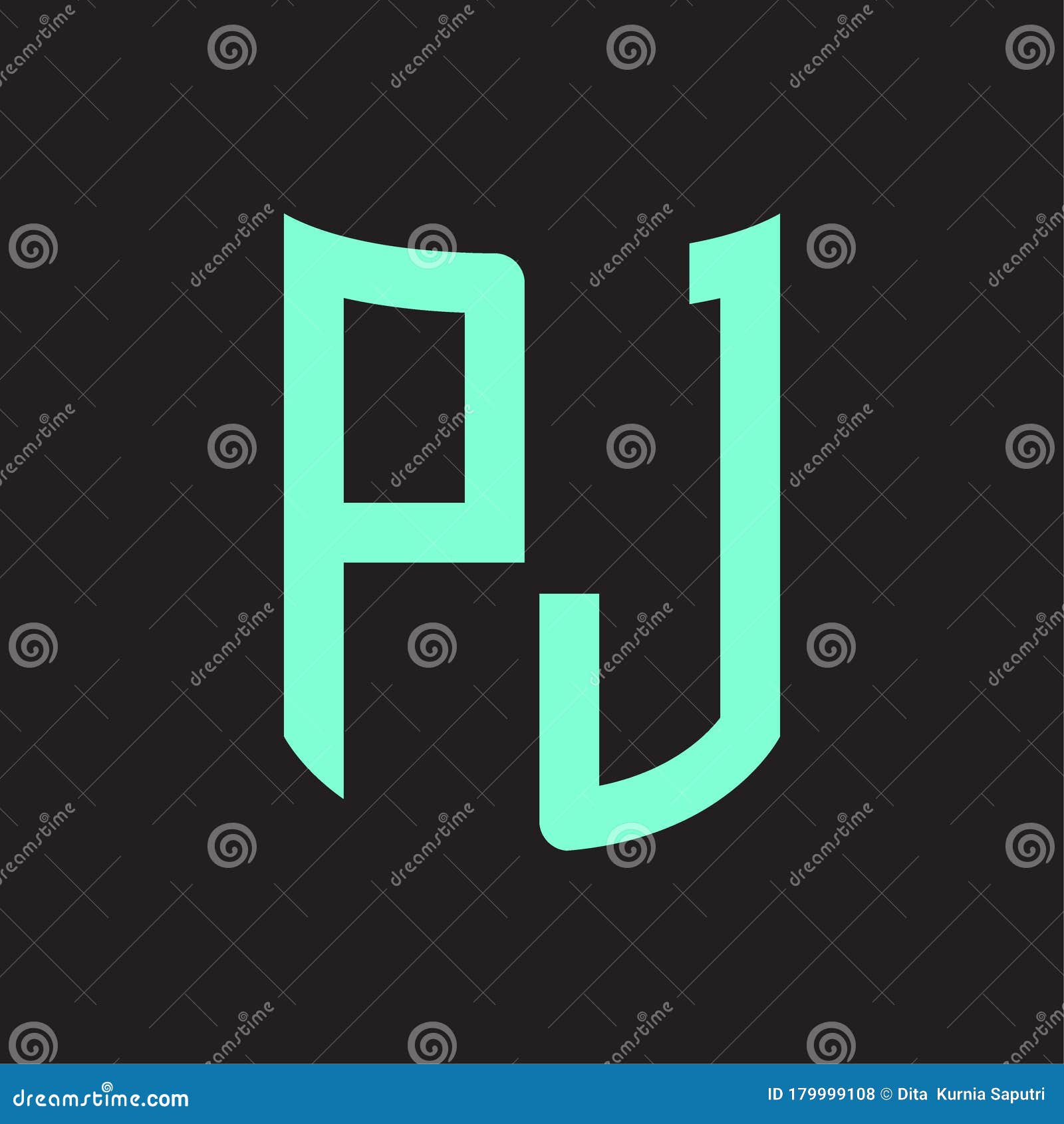 PJ Logo Monogram with Ribbon Style Design Template Stock Illustration ...