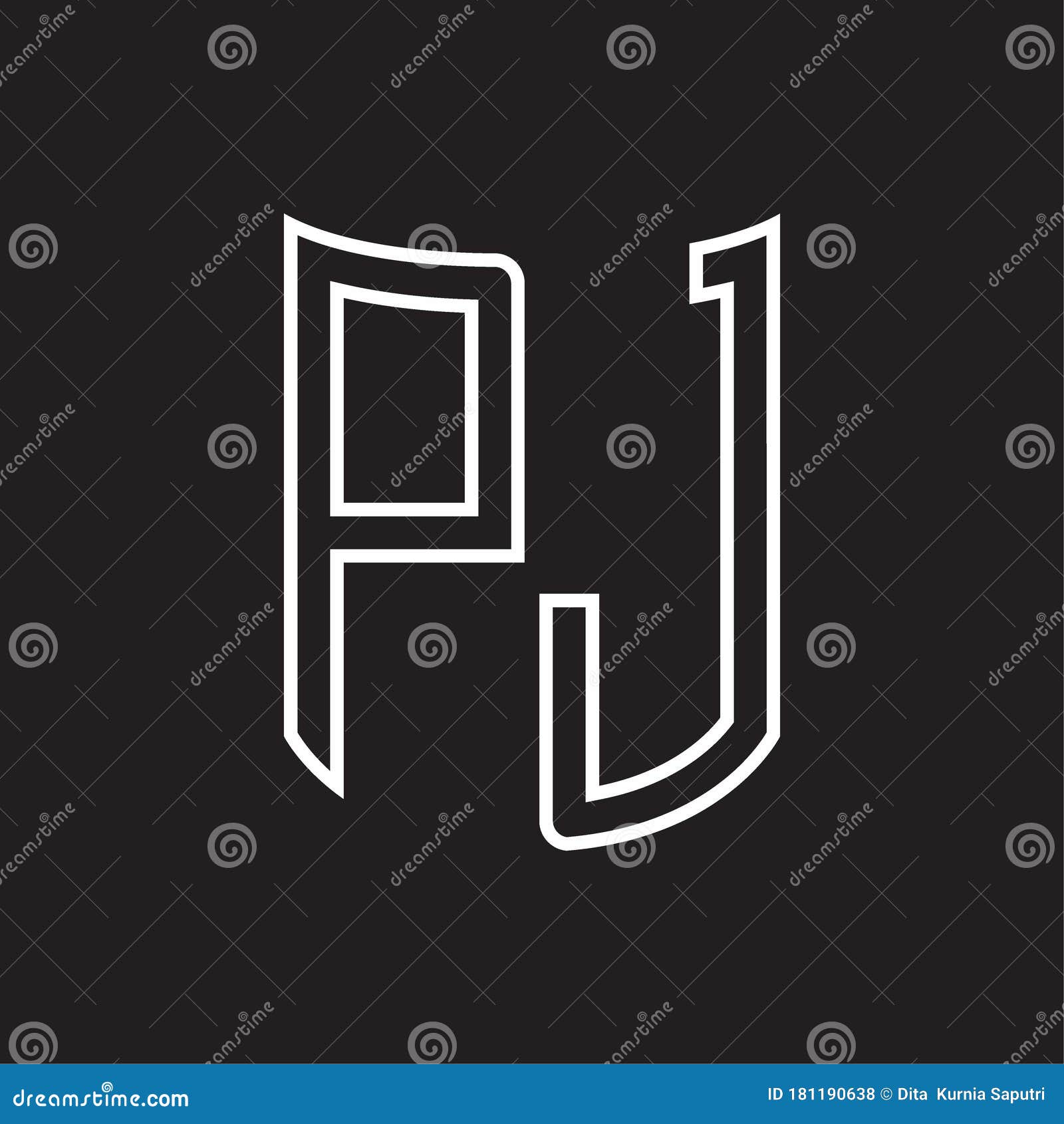 PJ Logo Monogram with Ribbon Style Outline Design Template Stock Vector ...