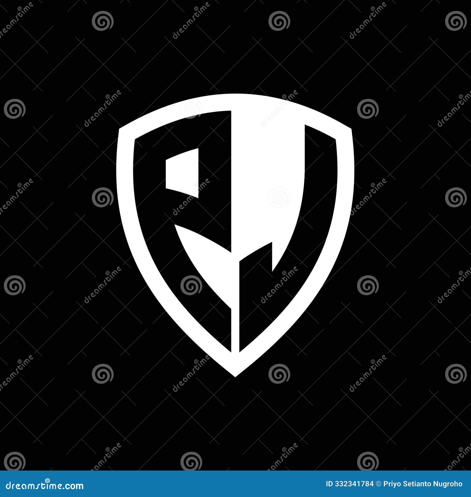 PJ Monogram Logo with Bold Letters Shield Shape with Black and White ...