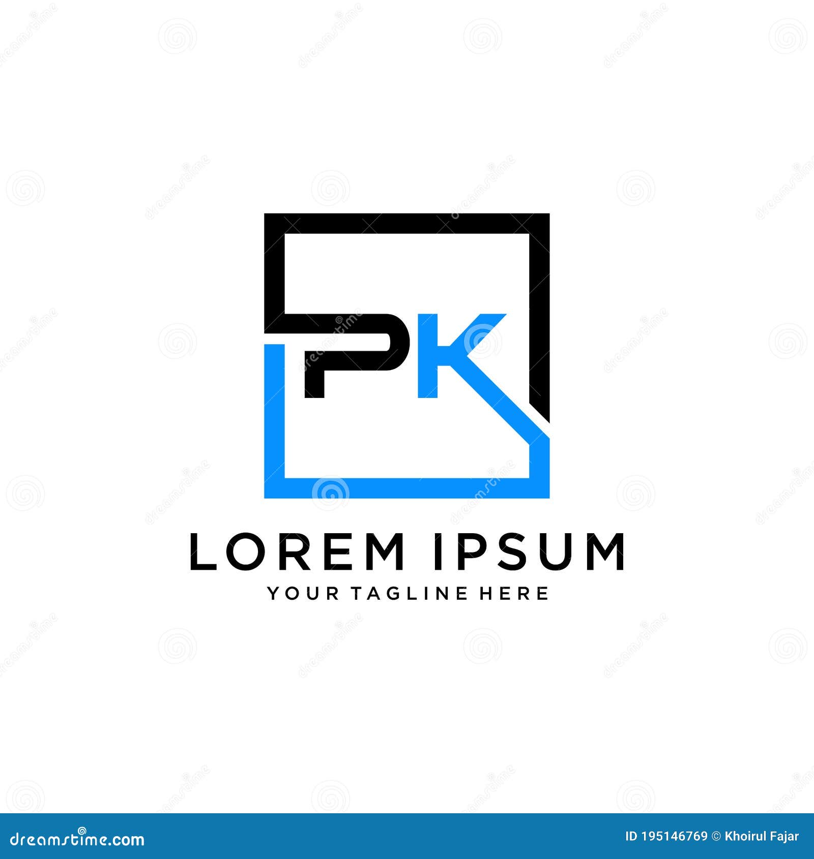 PK Initial Rectangle Logo Template Vector Stock Vector - Illustration ...