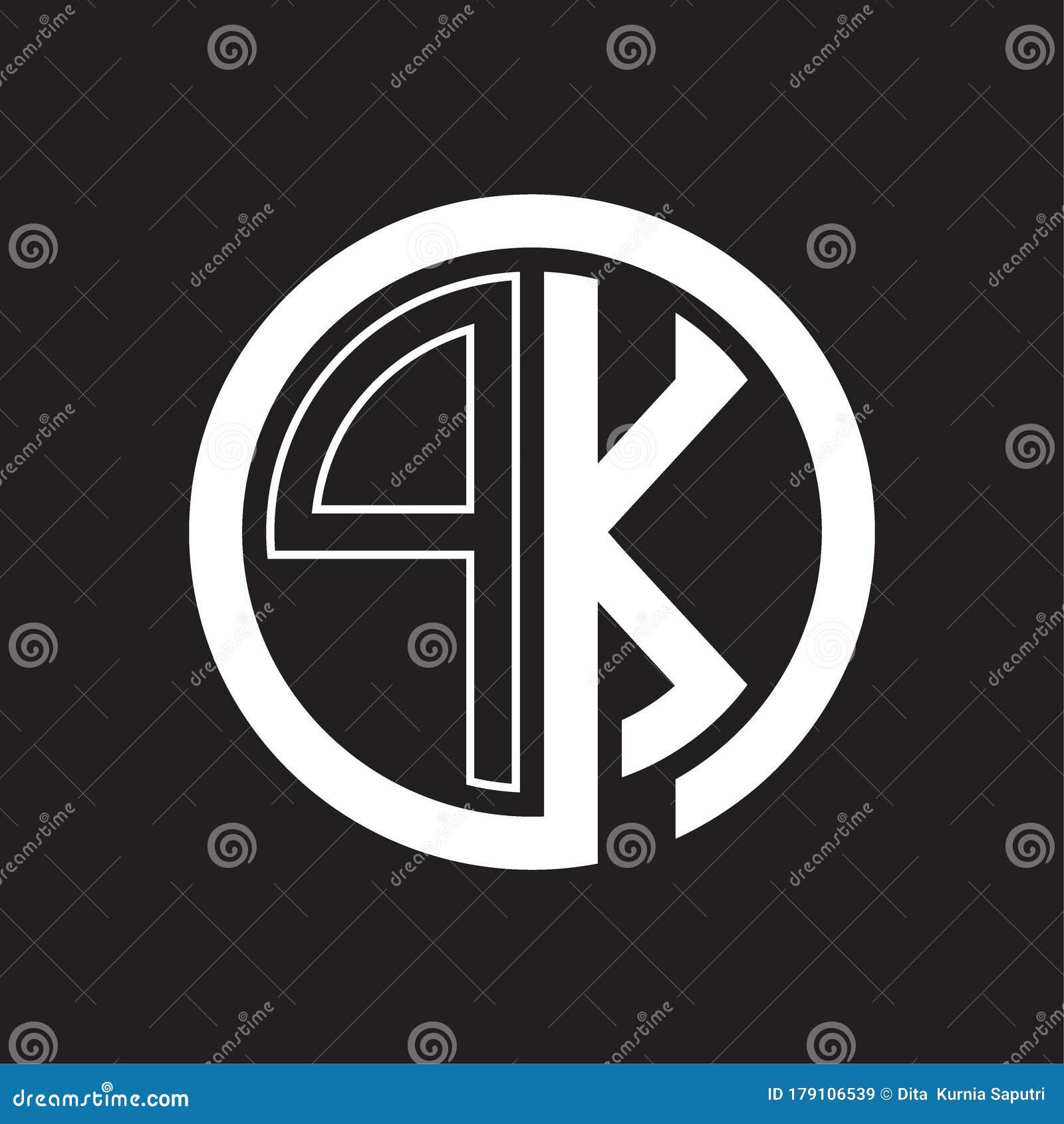 PK Logo with Circle Rounded Negative Space Design Template Stock ...