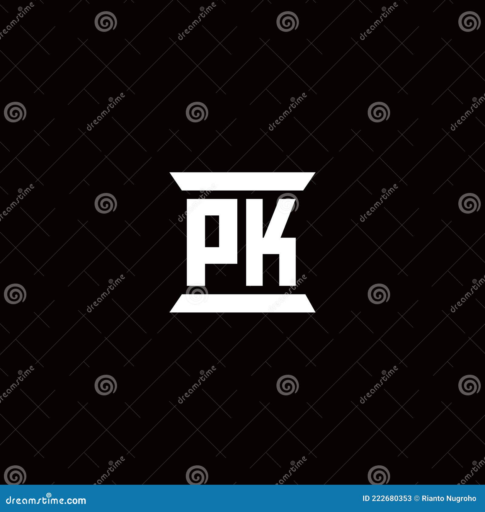 PK Logo Monogram with Pillar Shape Designs Template Stock Vector ...