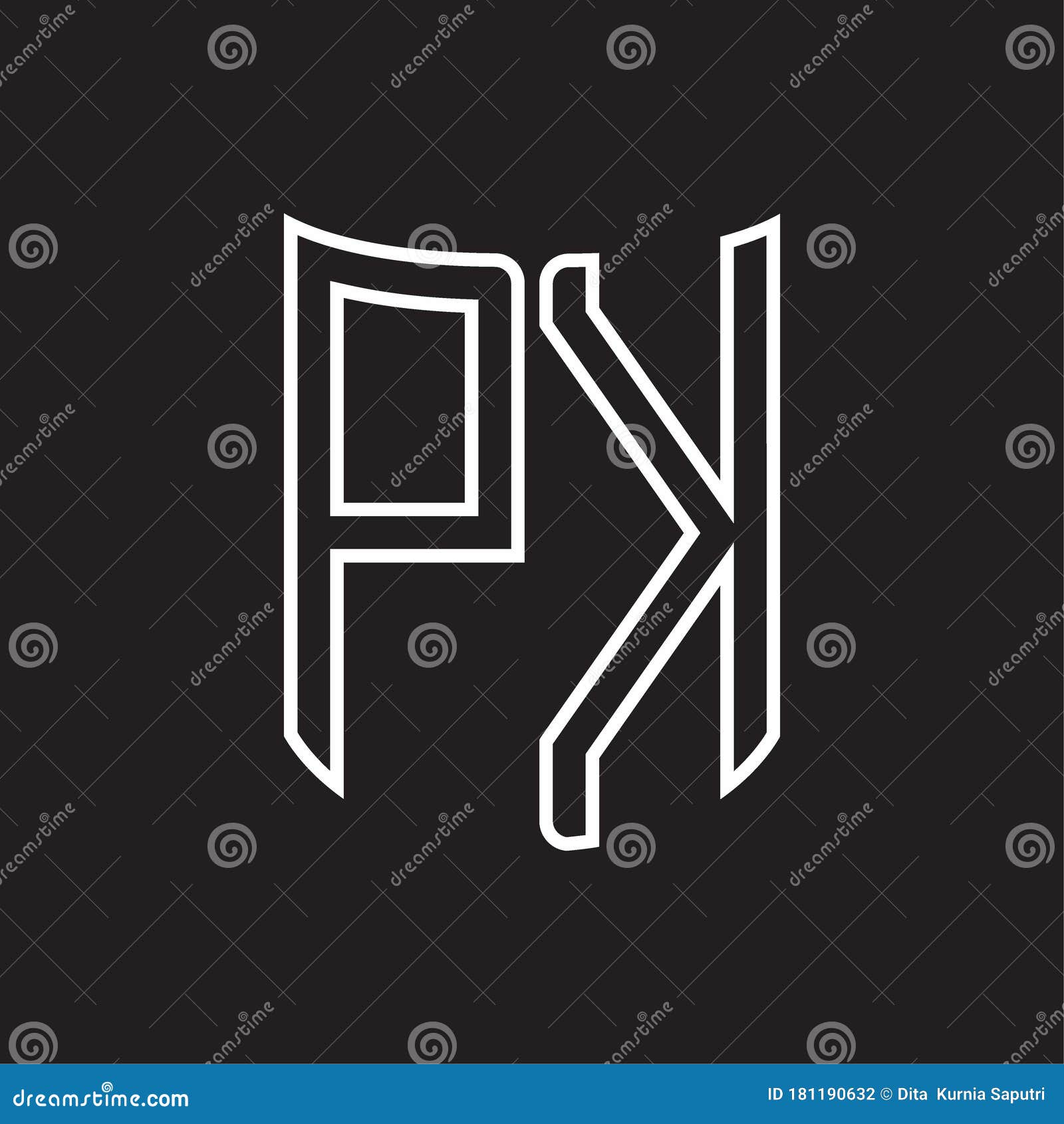 PK Logo Monogram with Ribbon Style Outline Design Template Stock Vector ...