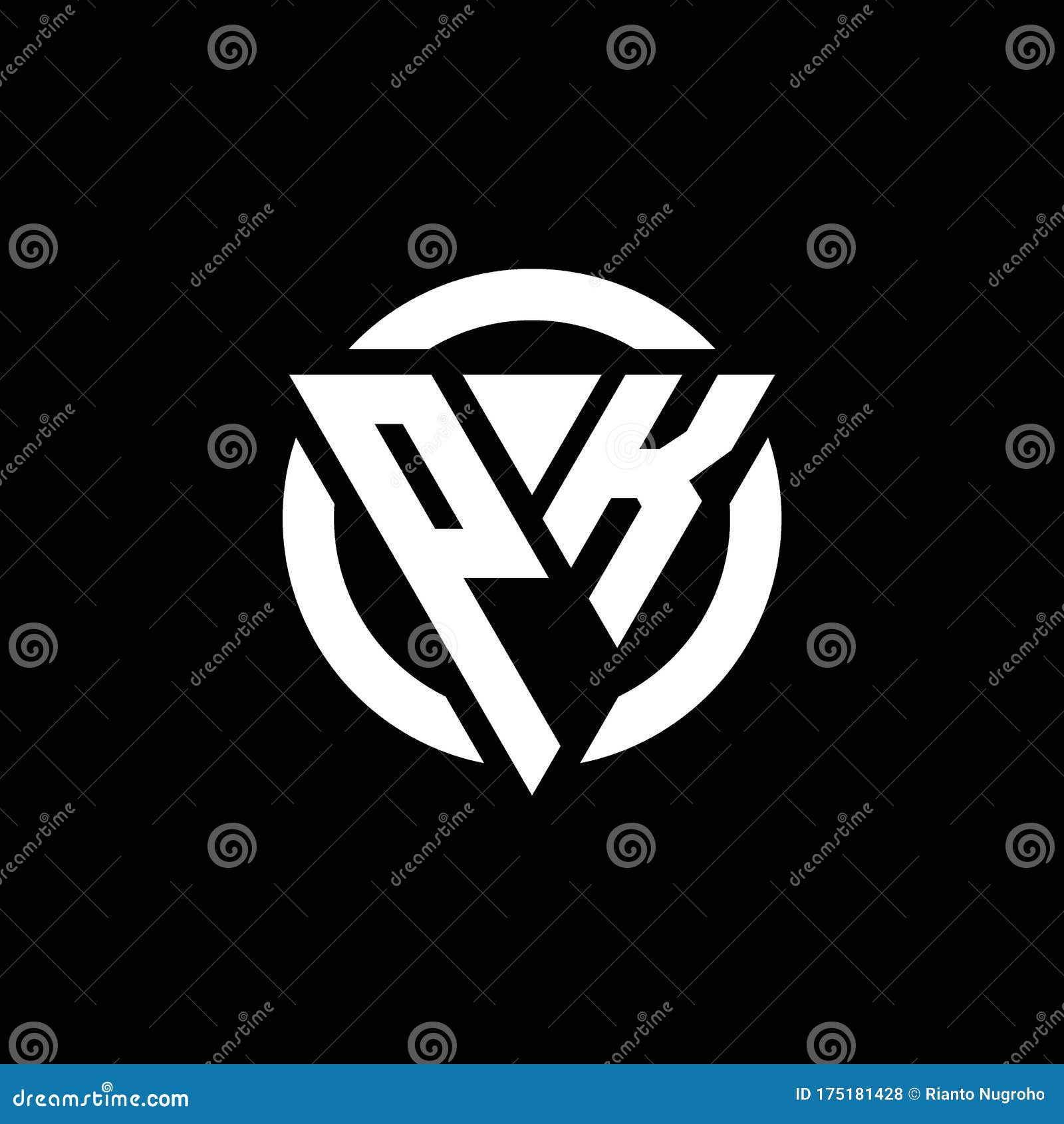 PK Logo with Triangle Shape and Circle Rounded Design Template Stock ...