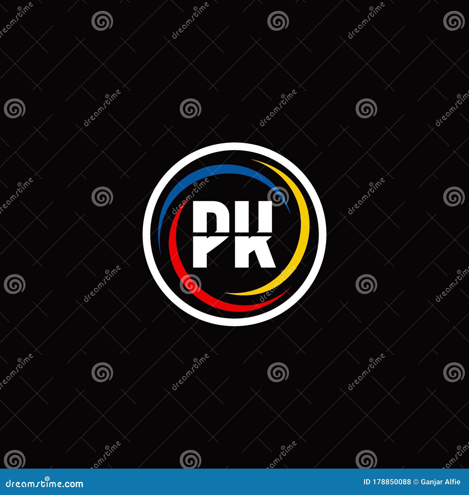 PK Monogram Logo Isolated on Circle Shape with 3 Slash Colors Rounded ...