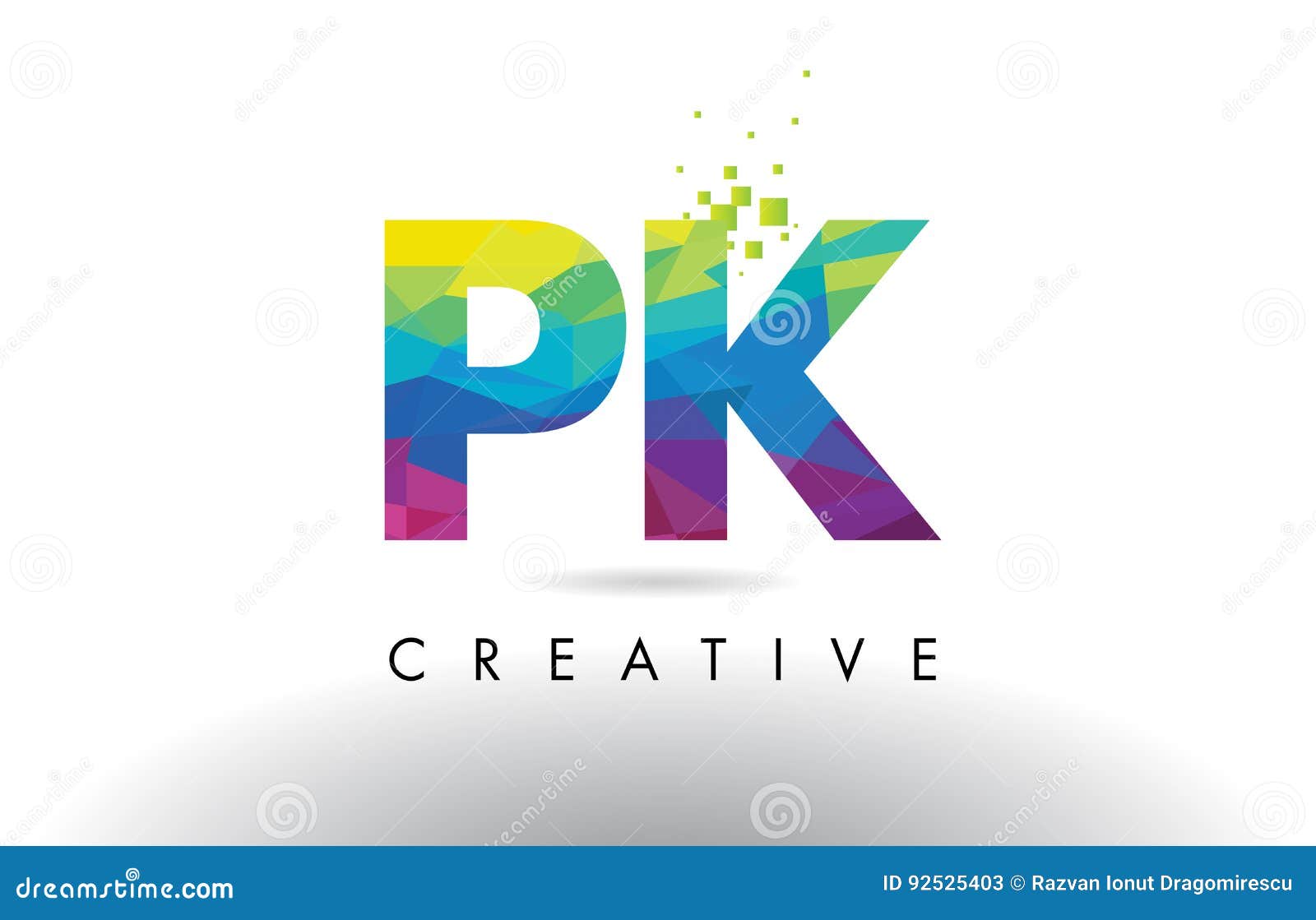 Pk P K Colorful Letter Origami Triangles Design Vector 92525403
