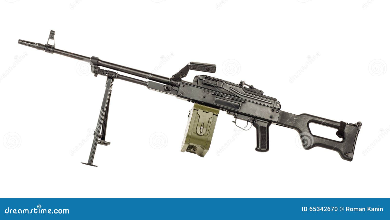 PKM Machine Gun on a White Background. Russian Weapon Stock Photo ...
