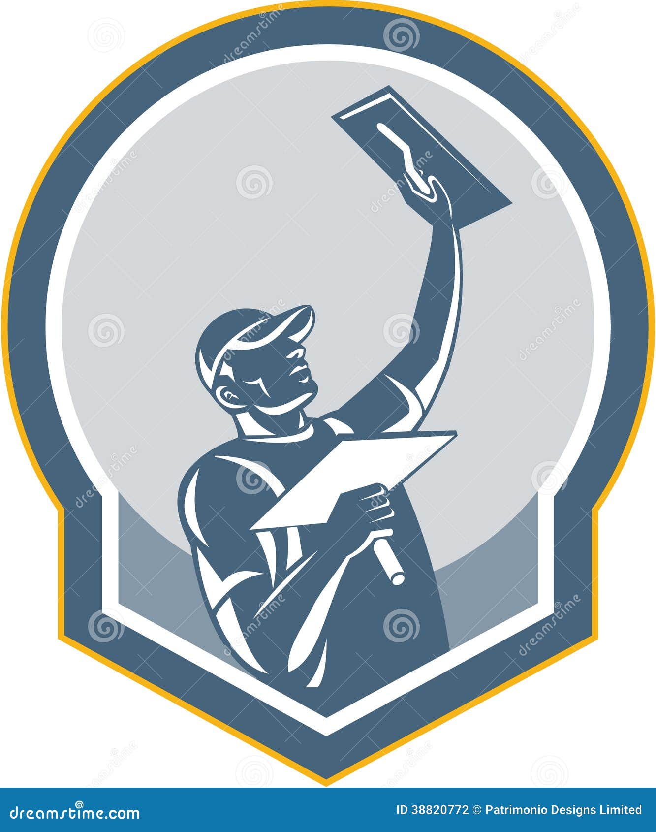 Plâtrier Masonry Worker Retro Illustration de Vecteur - Illustration du ...