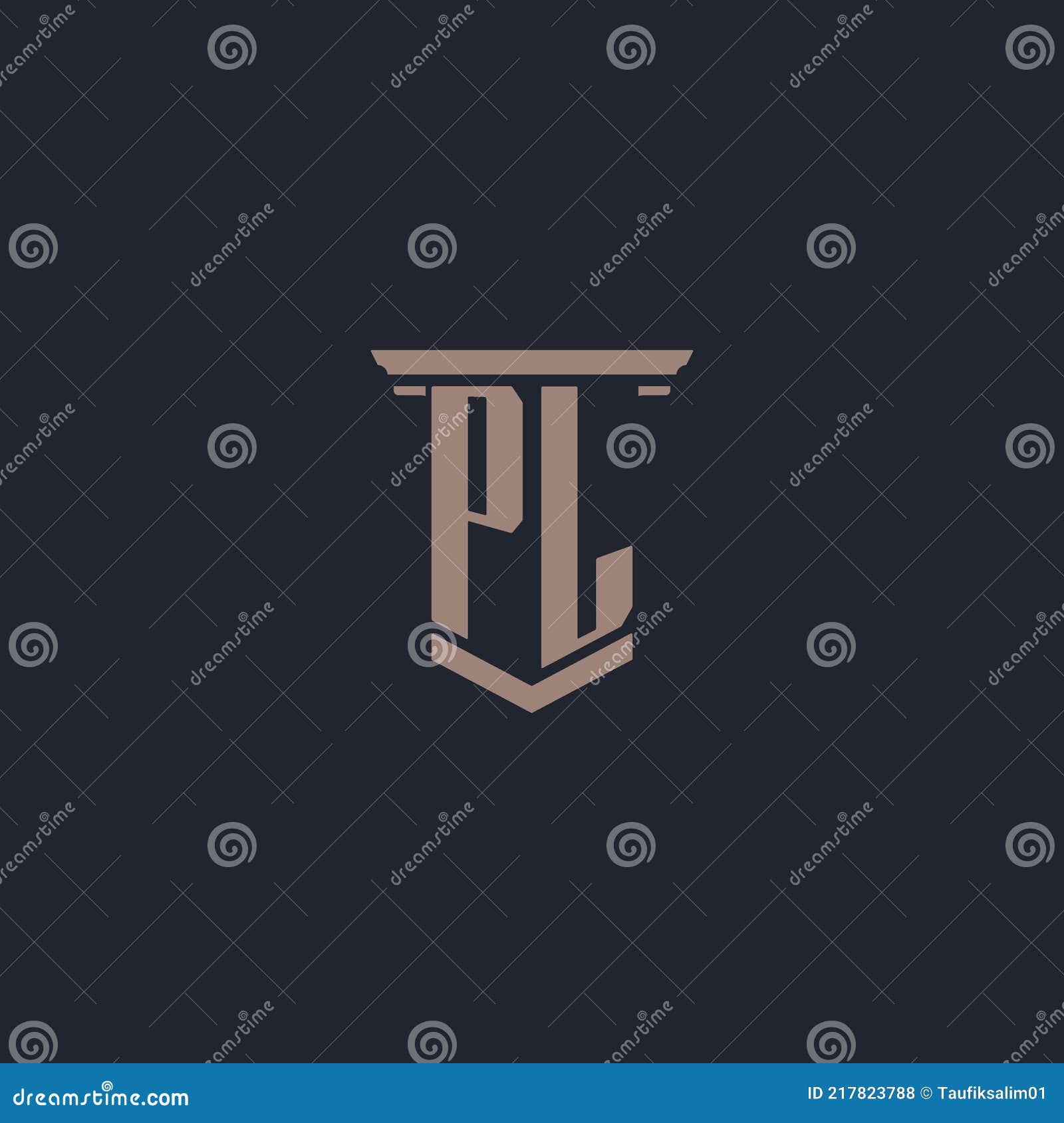 PL Initial Monogram Logo with Pillar Style Design Stock Vector ...