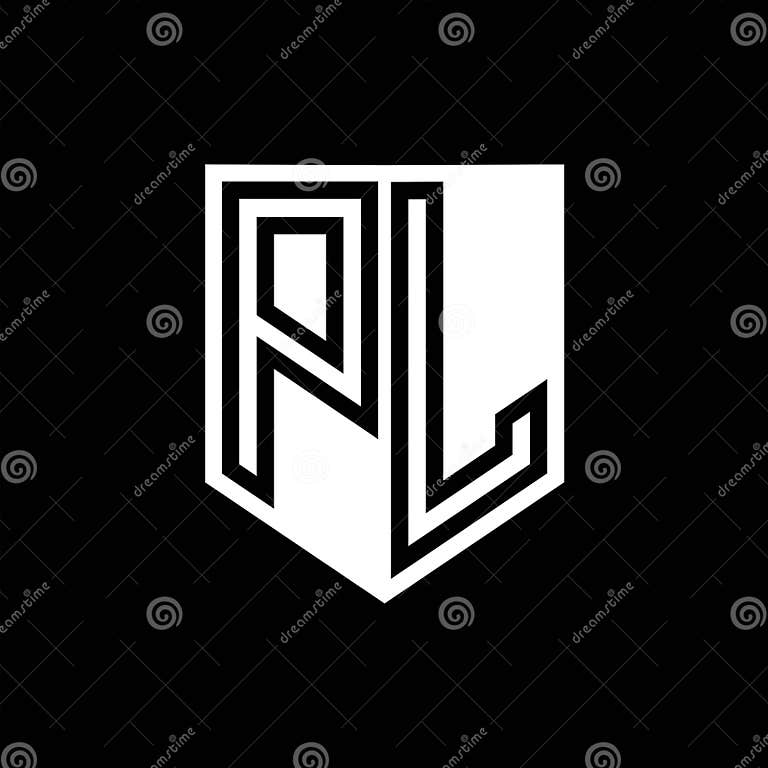 PL Logo Monogram Shield Geometric Black Line Inside White Shield Color ...
