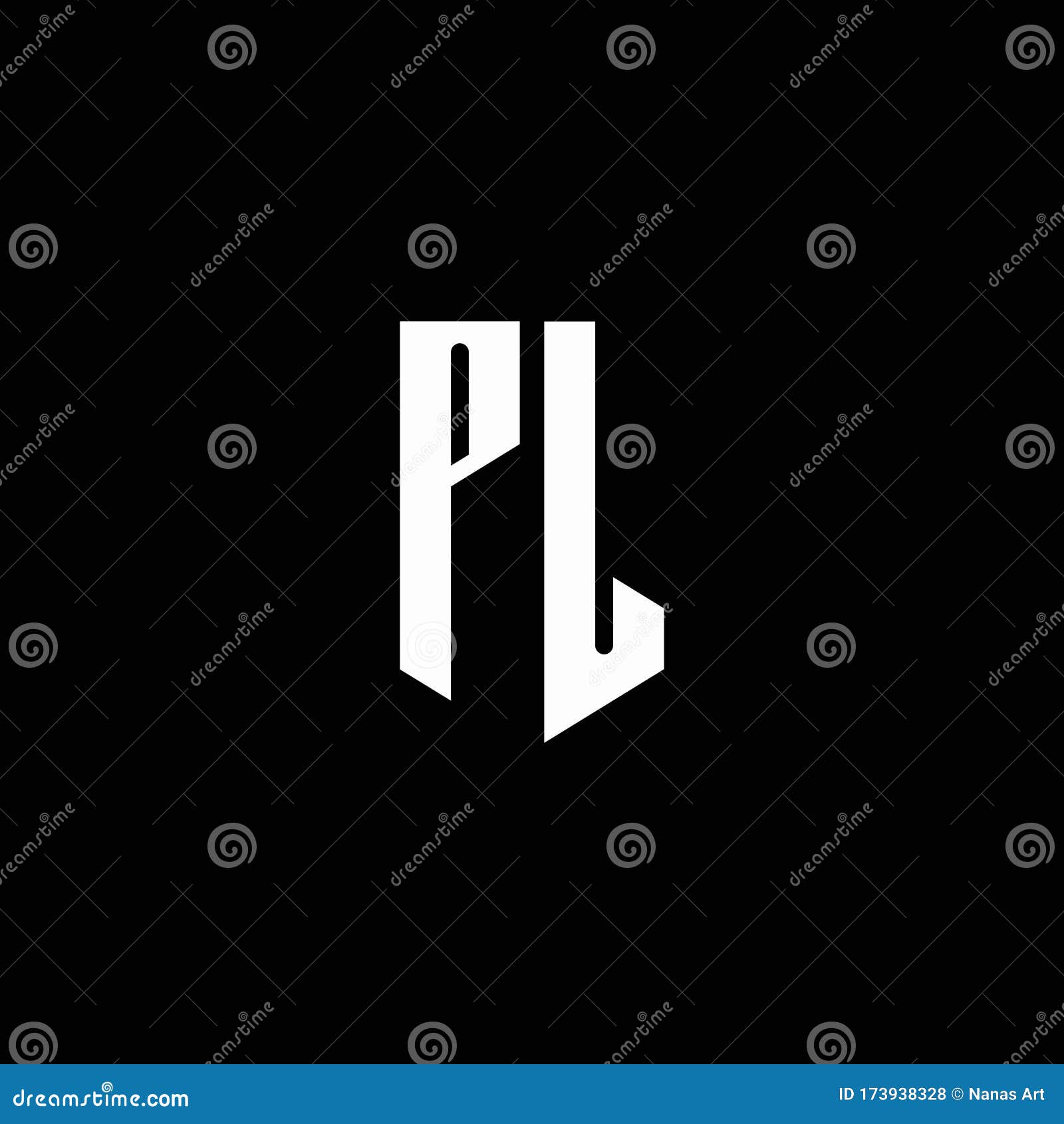 PL Logo Monogram with Emblem Style Isolated on Black Background Stock ...
