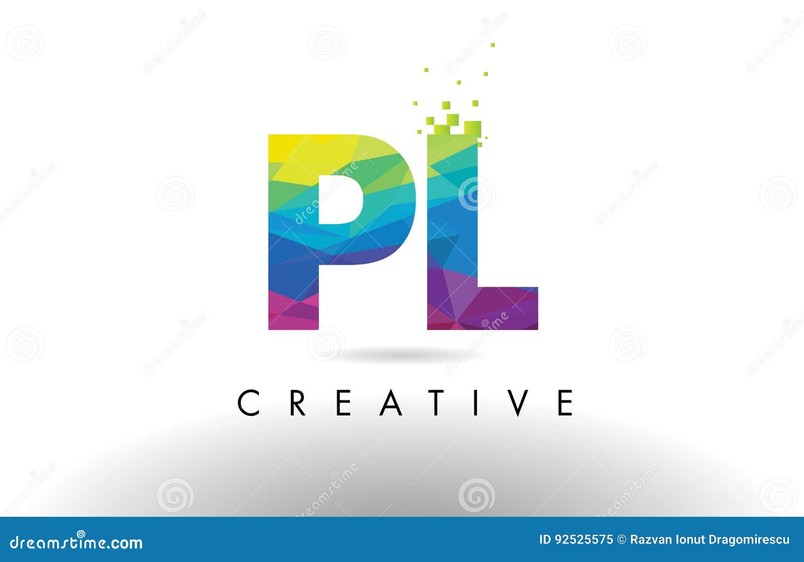 Pl P L Colorful Letter Origami Triangles Design Vector Stock Vector Illustration Of Company