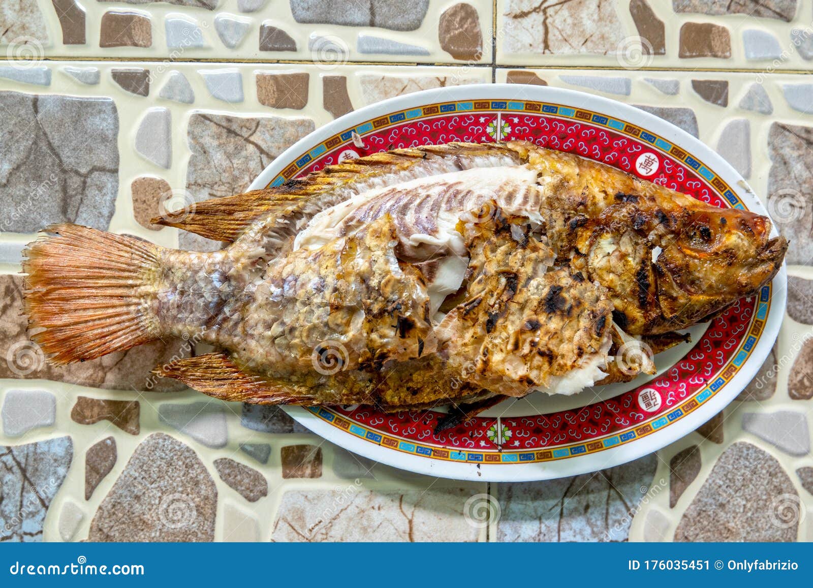 Pla Pao stock image. Image of thai, plate, traditional - 176035451