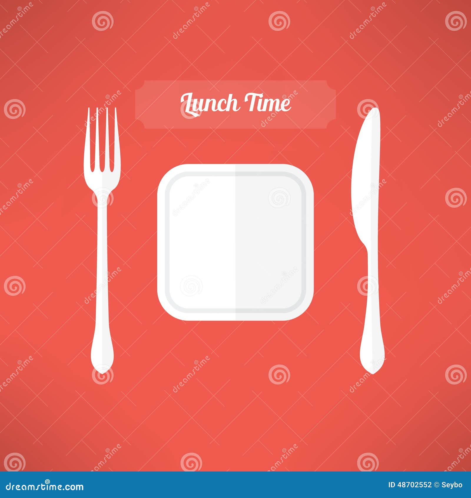 Plaat, Vork En Mes Het Concept Van De Lunchtijd Vector Vector ...