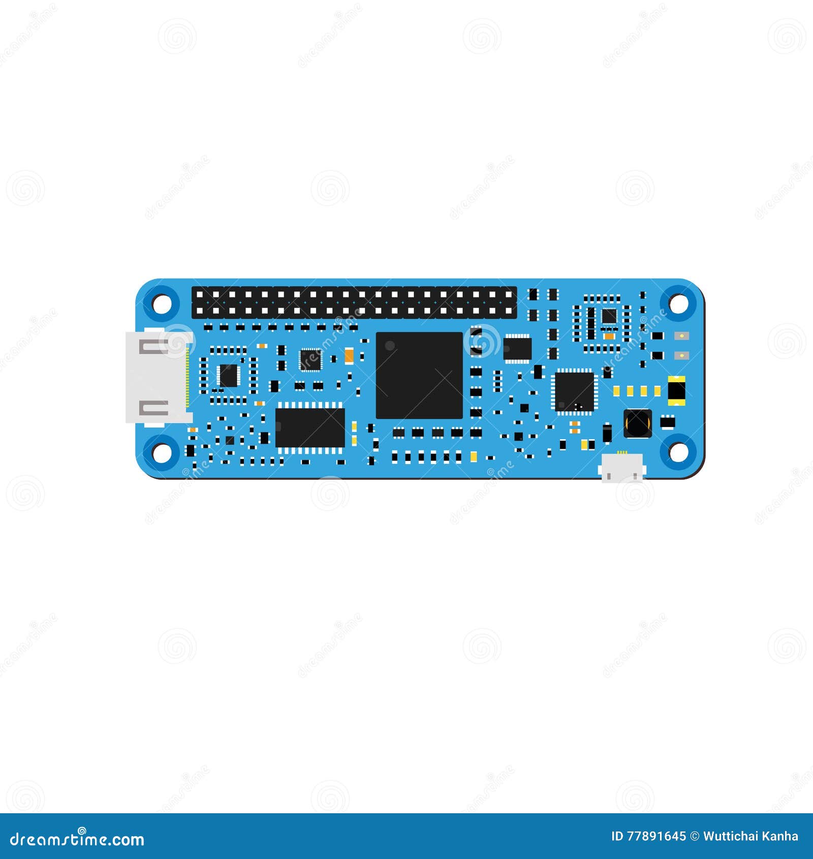 Placa Azul Eletrônica Da Parte Alta De DIY Mini Com Um Microcontrolador ...