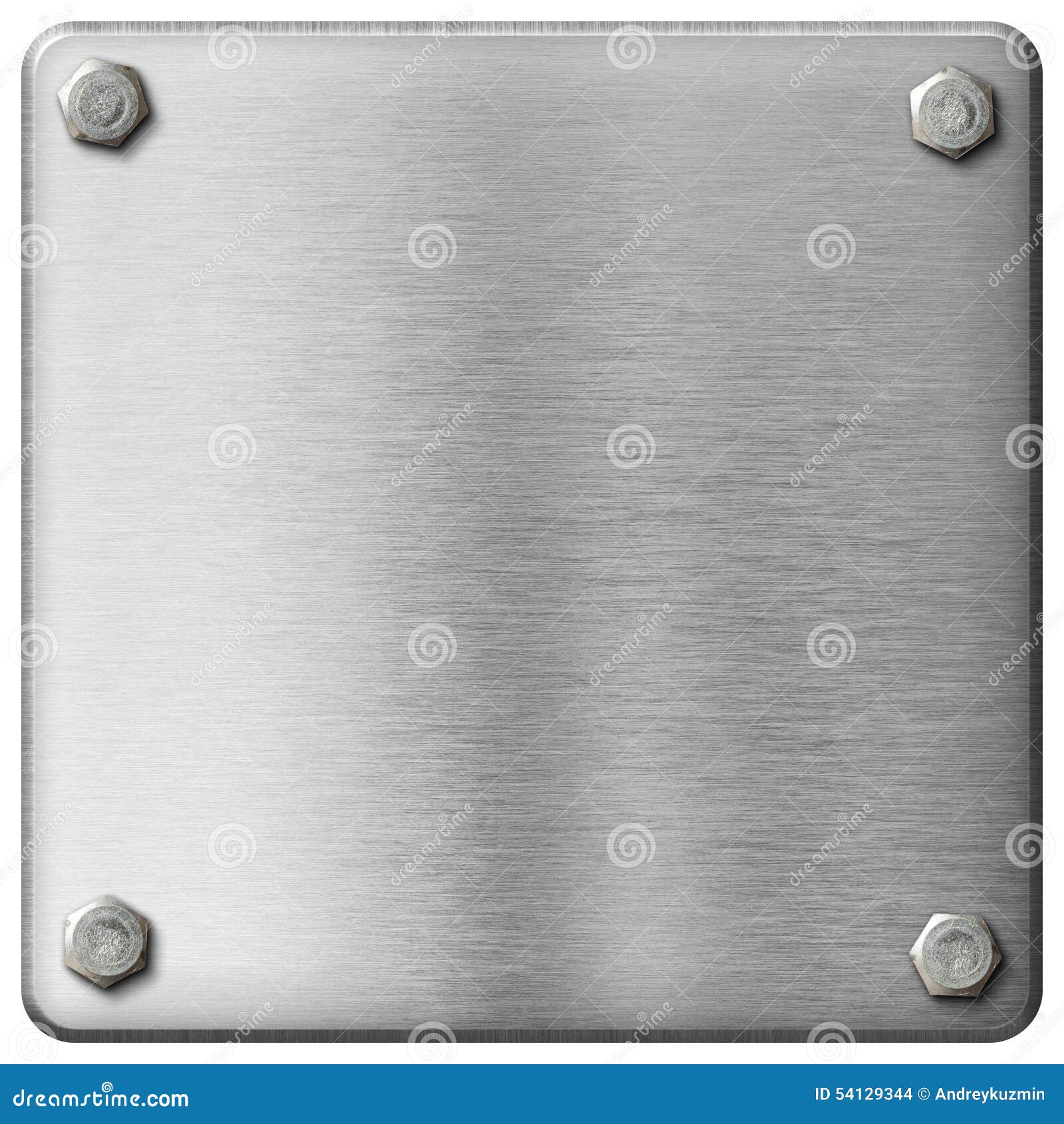 Placa Cuadrada Del Metal Con Las Cabezas De Tornillo Aisladas Foto de ...