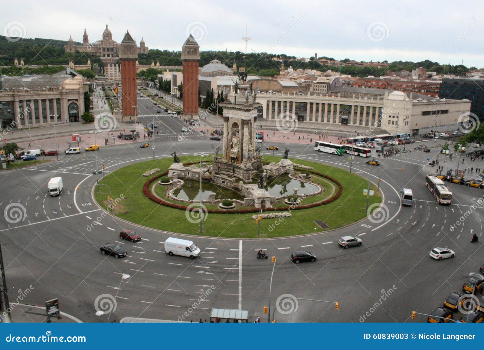 Placa De Espanya Roundabout Barcelona Stock Image - Image of roundabout ...