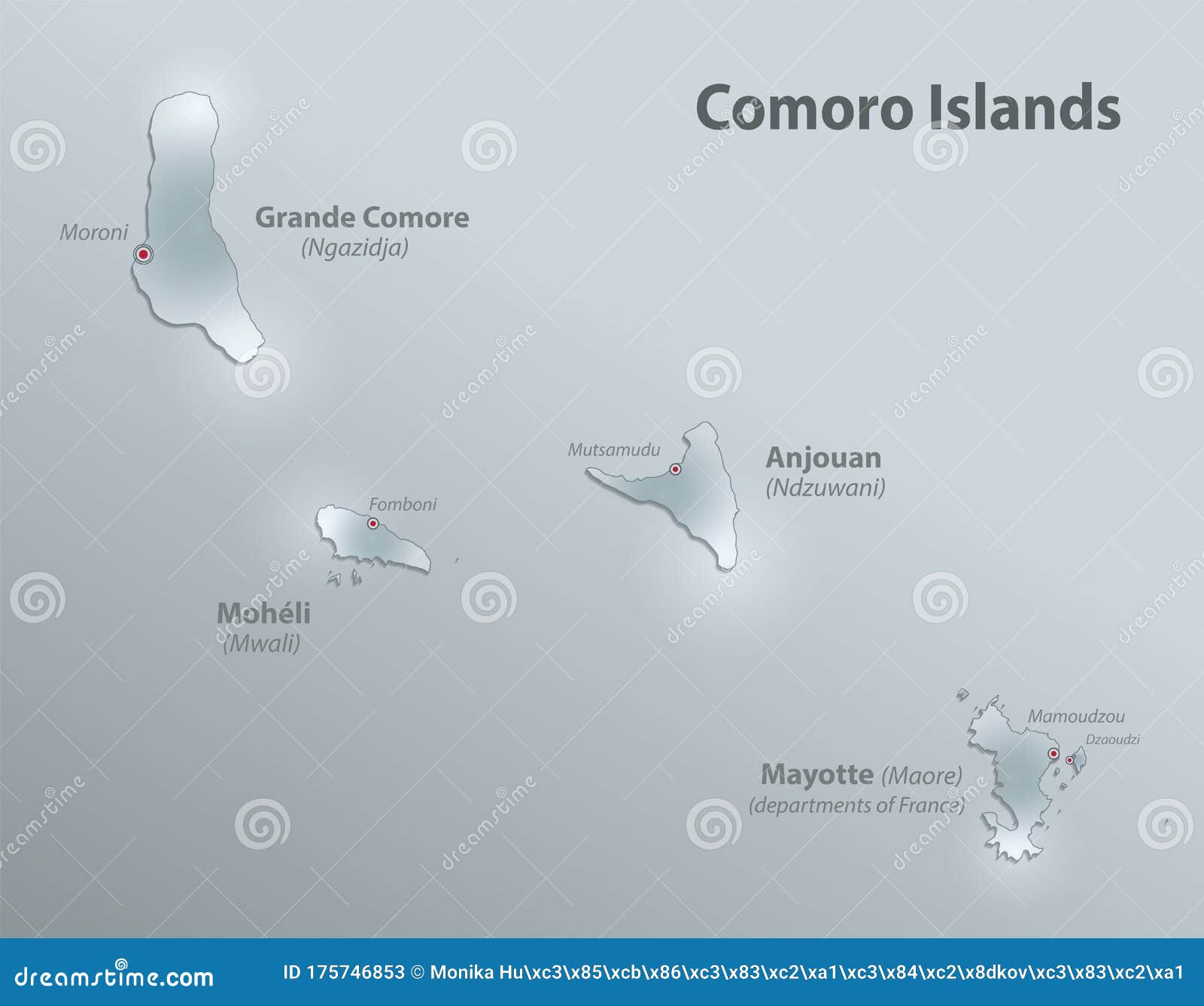 Placa De Vidro De Design De Mapa Das Ilhas Comoro 3d Ilustração do ...