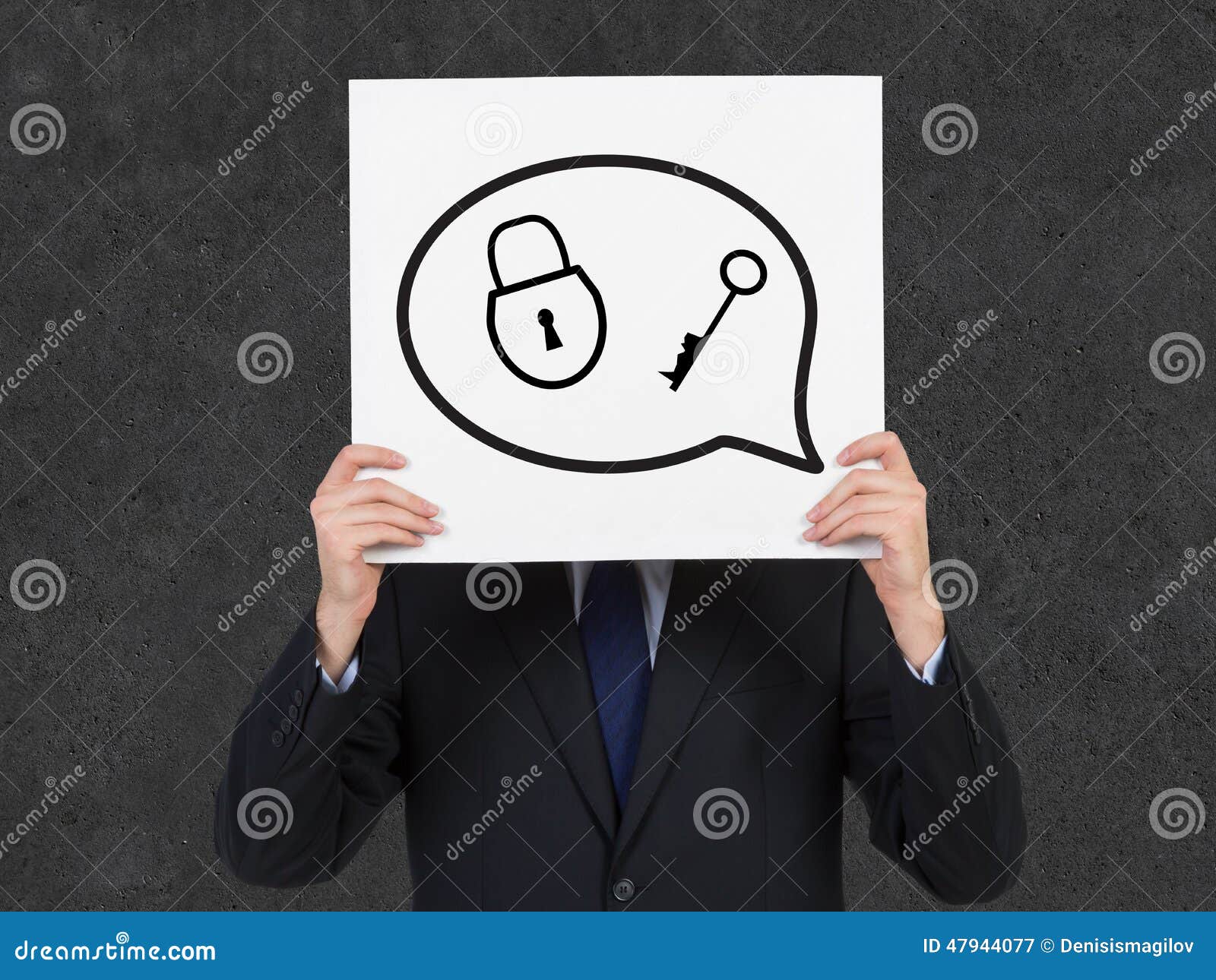 Placard with key and lock stock image. Image of showing - 47944077