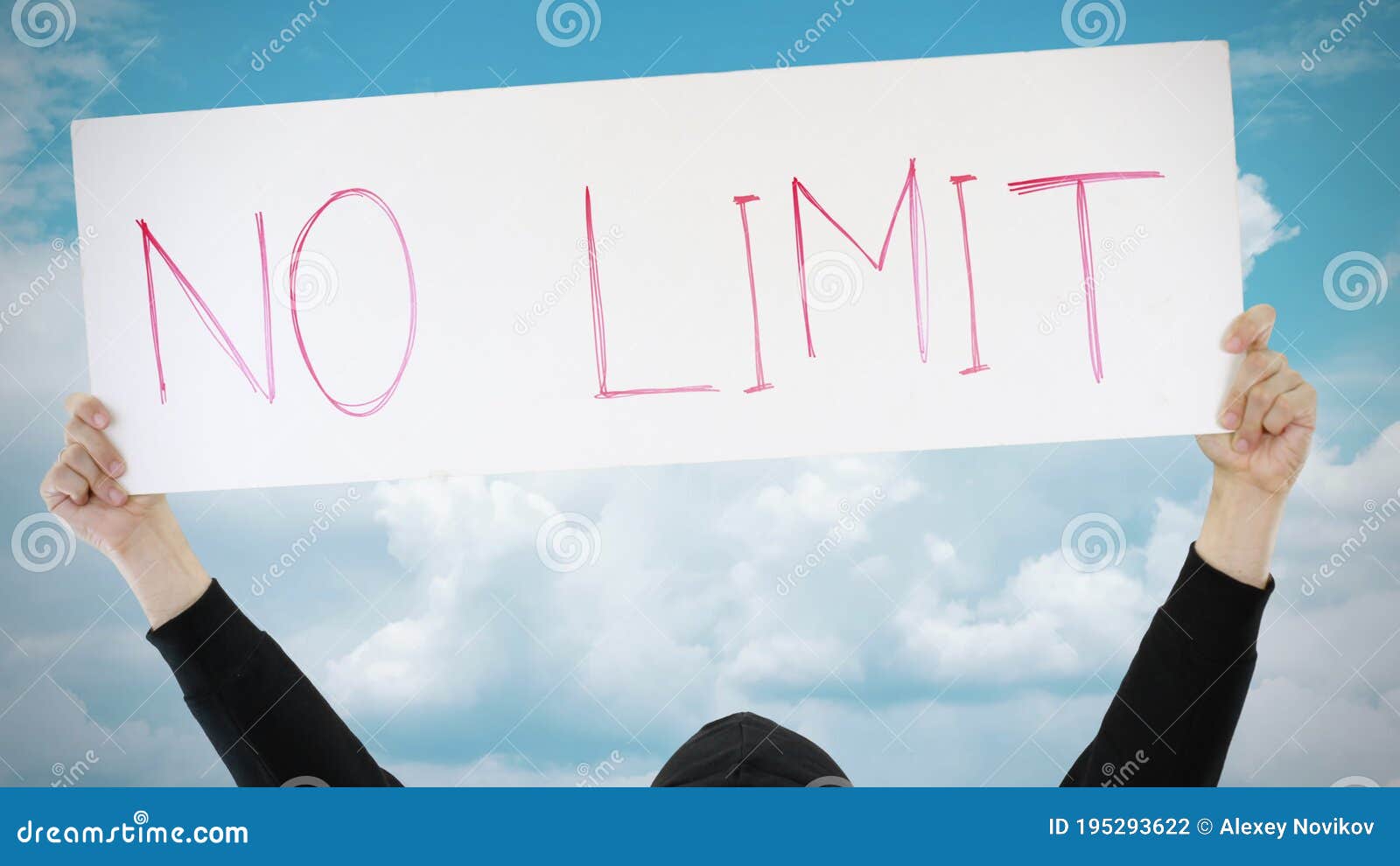 Banner with NO LIMIT Text on Cloudy Sky Background Stock Photo - Image ...