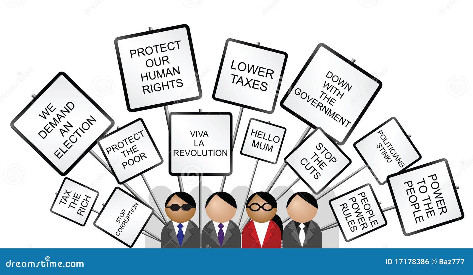 Placards Against the Government Stock Vector - Illustration of populace ...