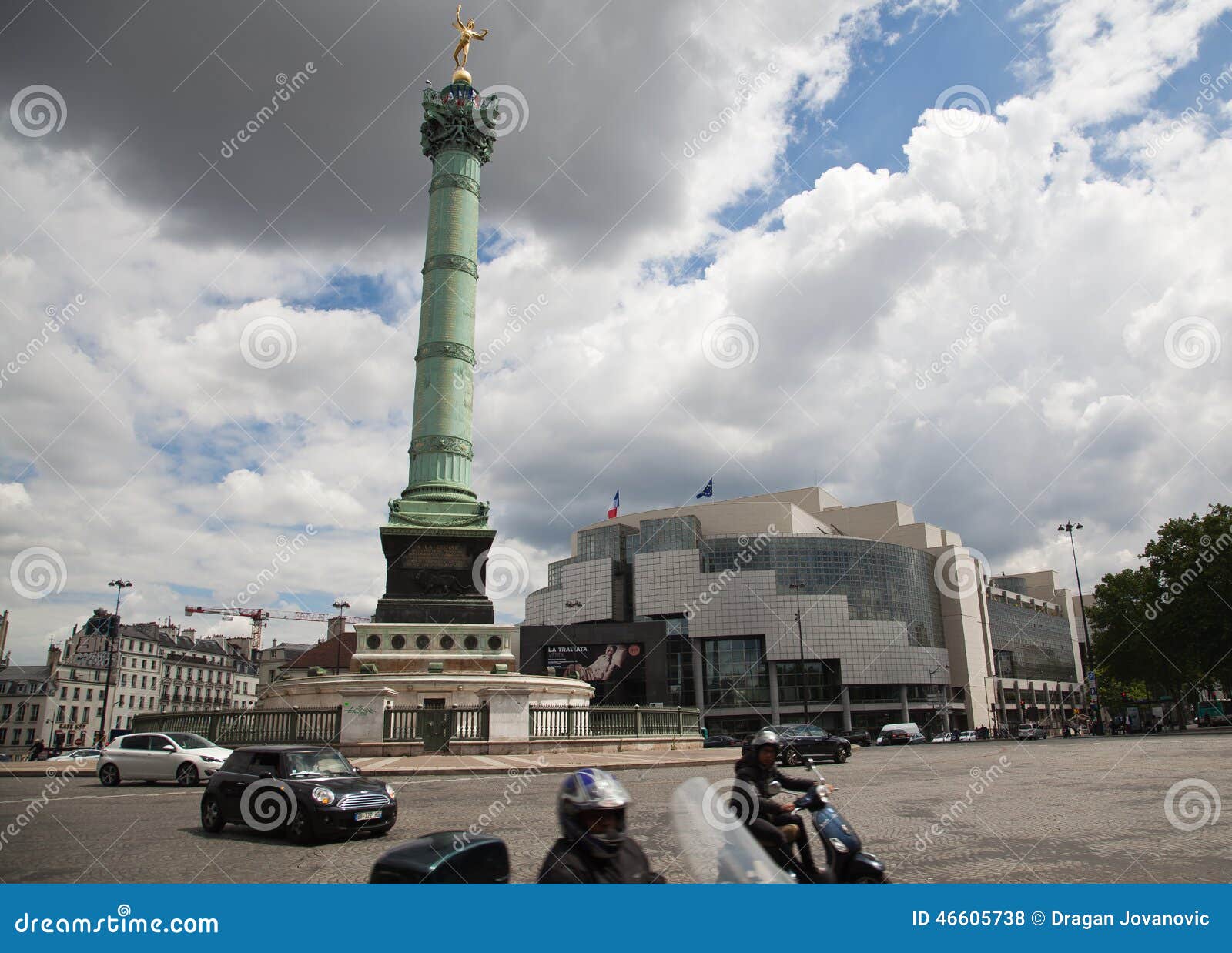 Place of the Bastille in Paris Editorial Stock Photo - Image of ...