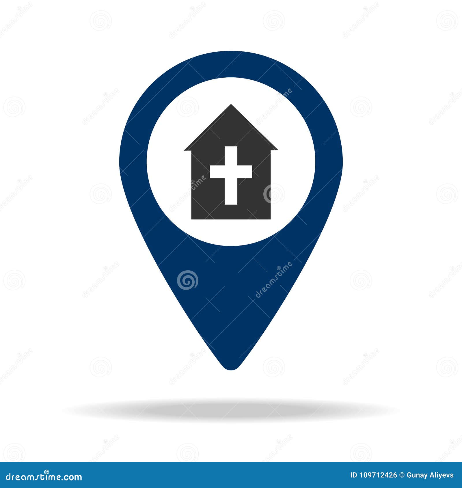 Place of the Church in Blue Map Pin Icon. Element of Map Point for ...