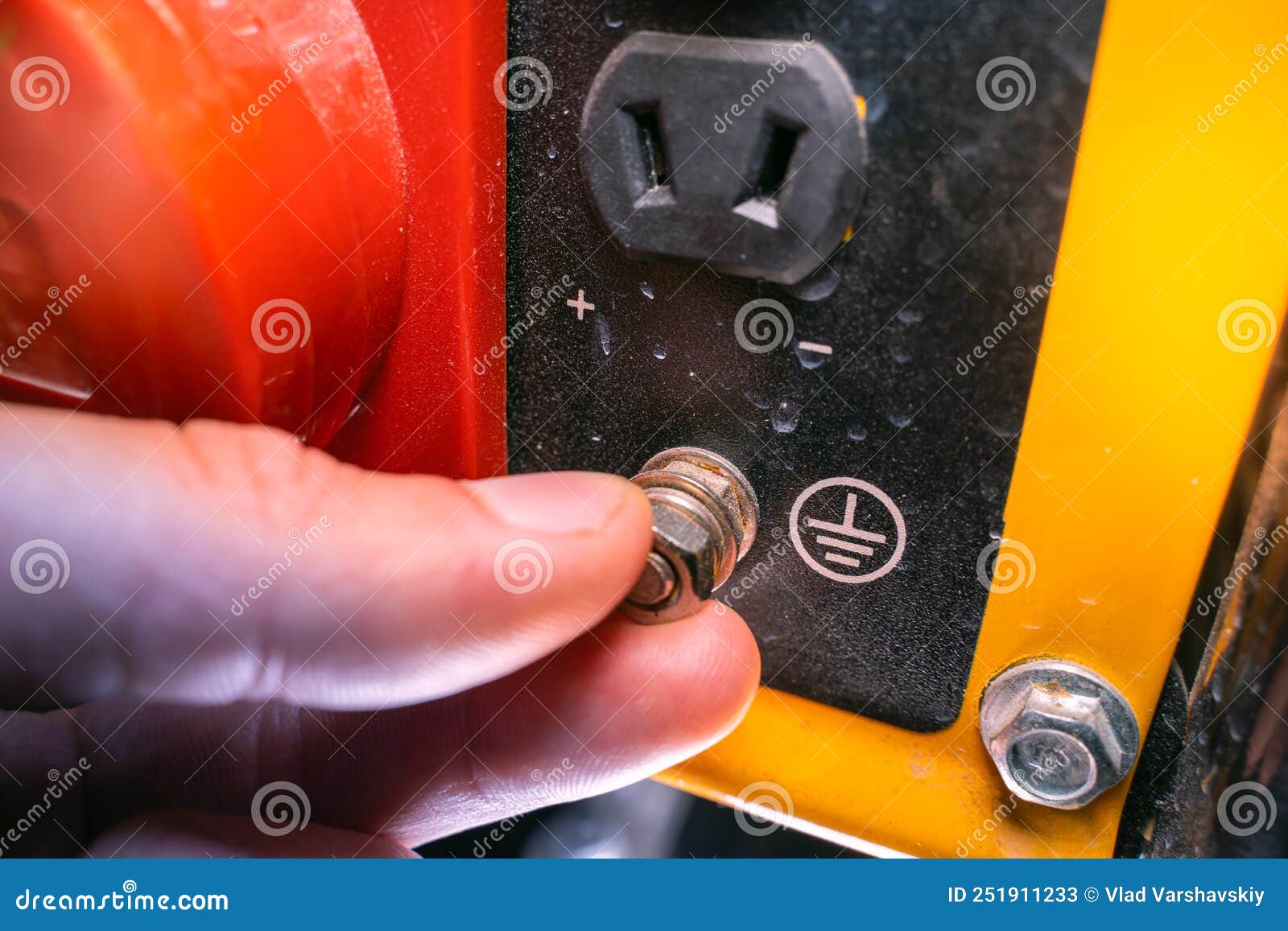 Place for Connecting Grounding on a Gas Generator Close-up Stock Image ...