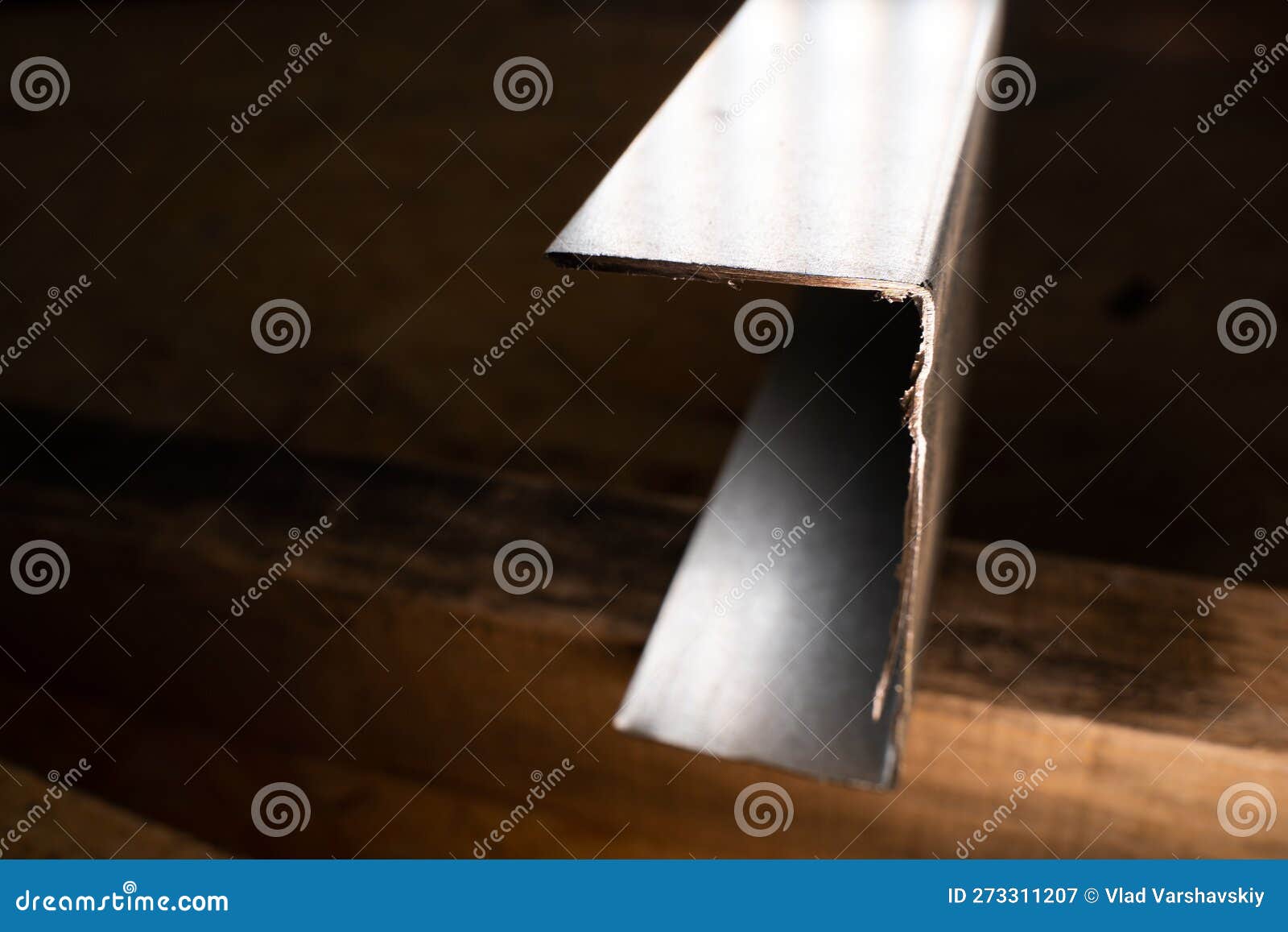 The Place of the Cut of the Metal U Profile Close-up. Sharp Edge after ...