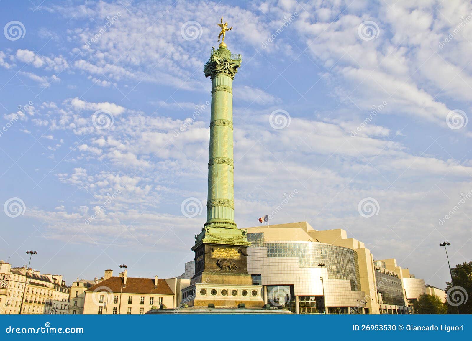 Place De La Bastille and the and Opera Bastille Stock Photo - Image of ...