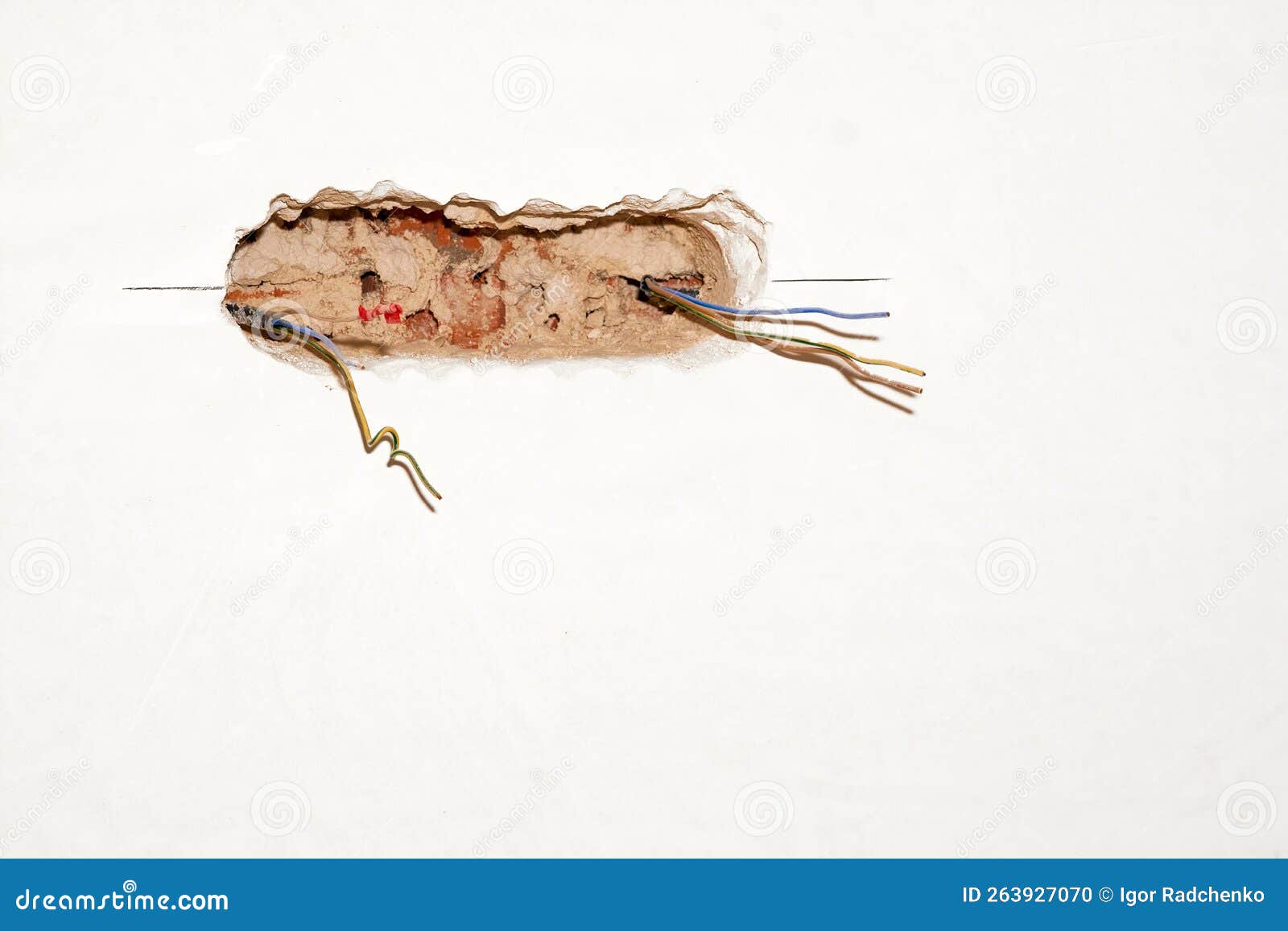 Place for Electric Connecting and Installing a Switch Socket on a White ...