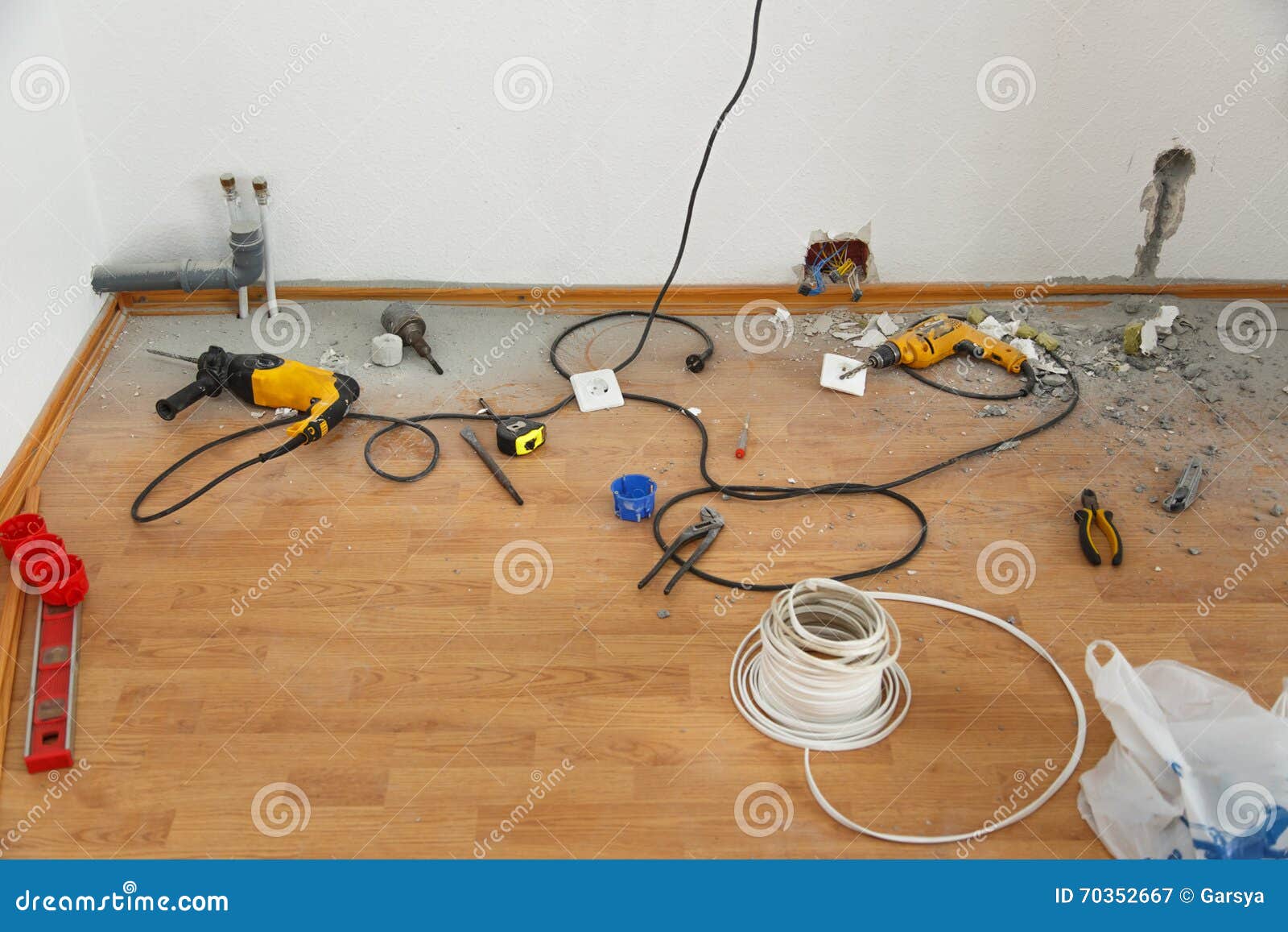 Place of Electric Socket Repair Process Stock Image - Image of ...