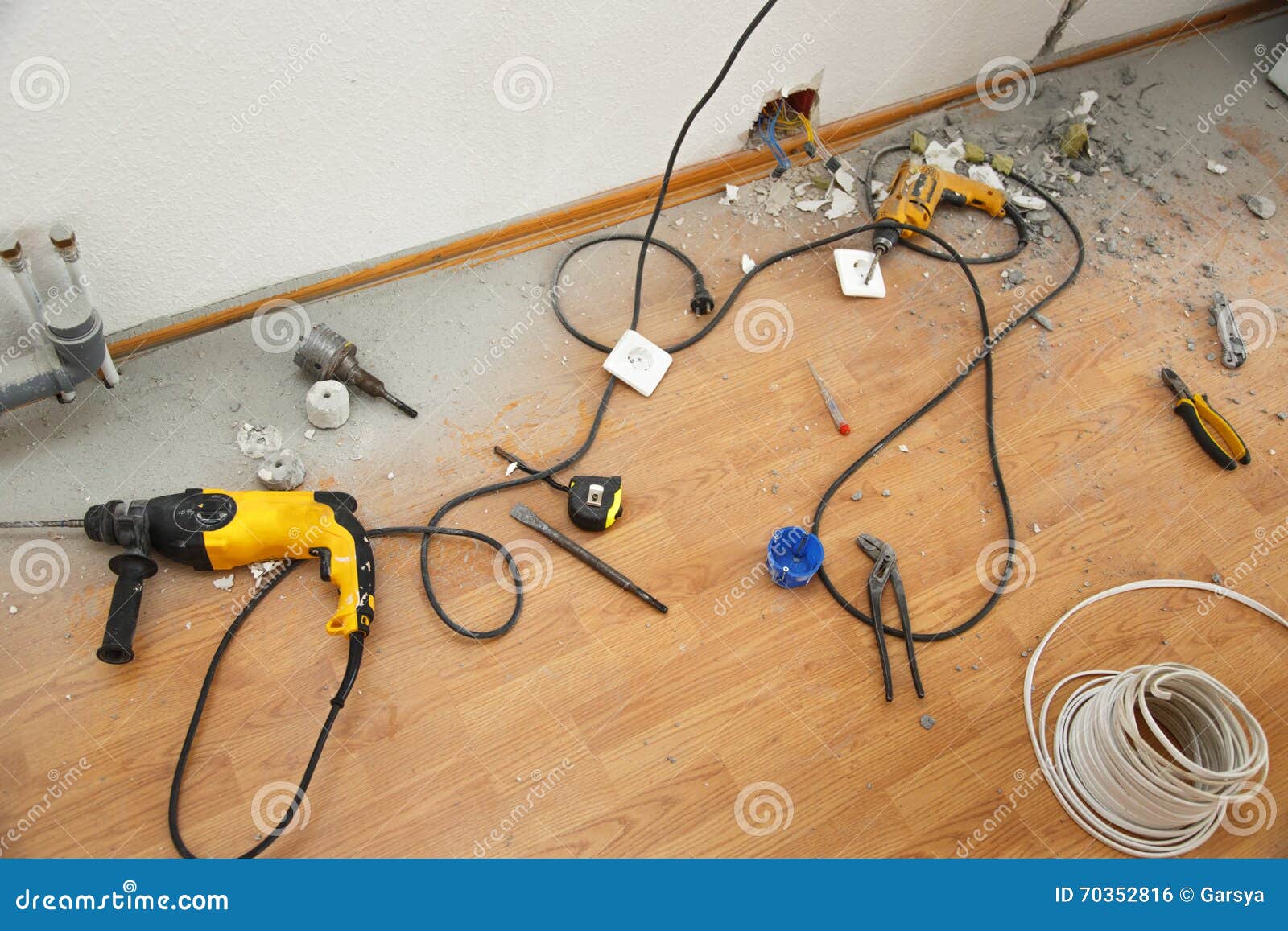 Place of Electric Socket Repair Process Stock Photo - Image of ...