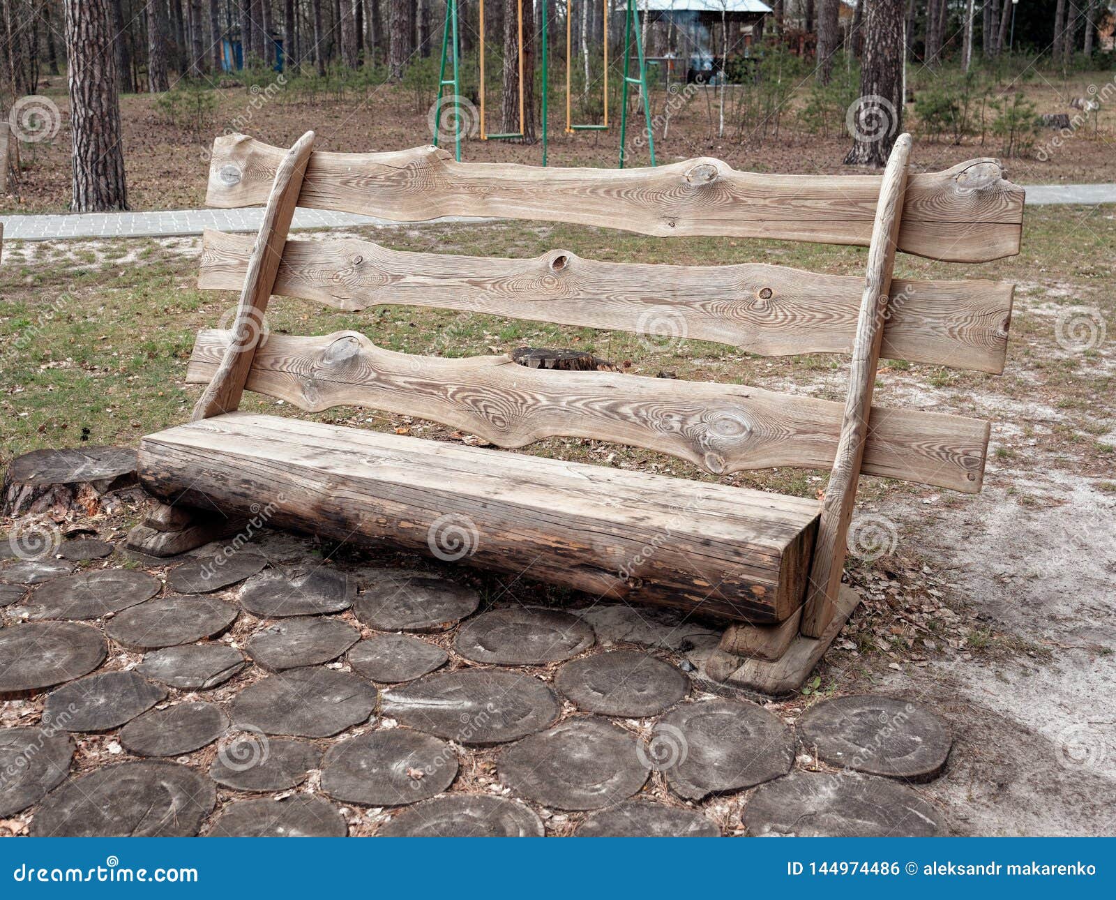 Place Equipped for a Campfire. Beautiful Bench Stock Photo - Image of ...