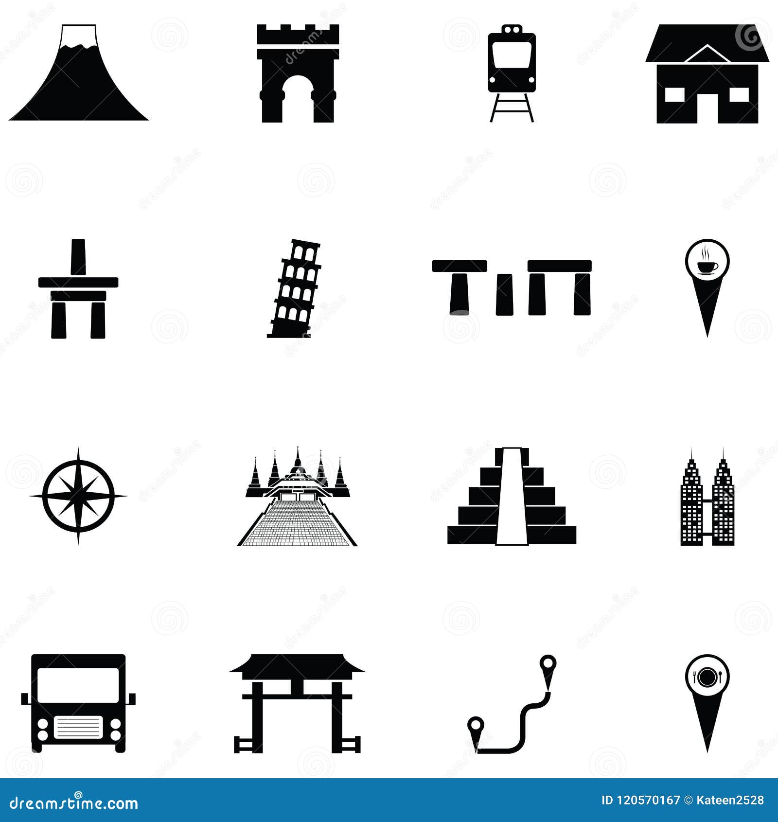 Place icon set stock vector. Illustration of tourism - 120570167